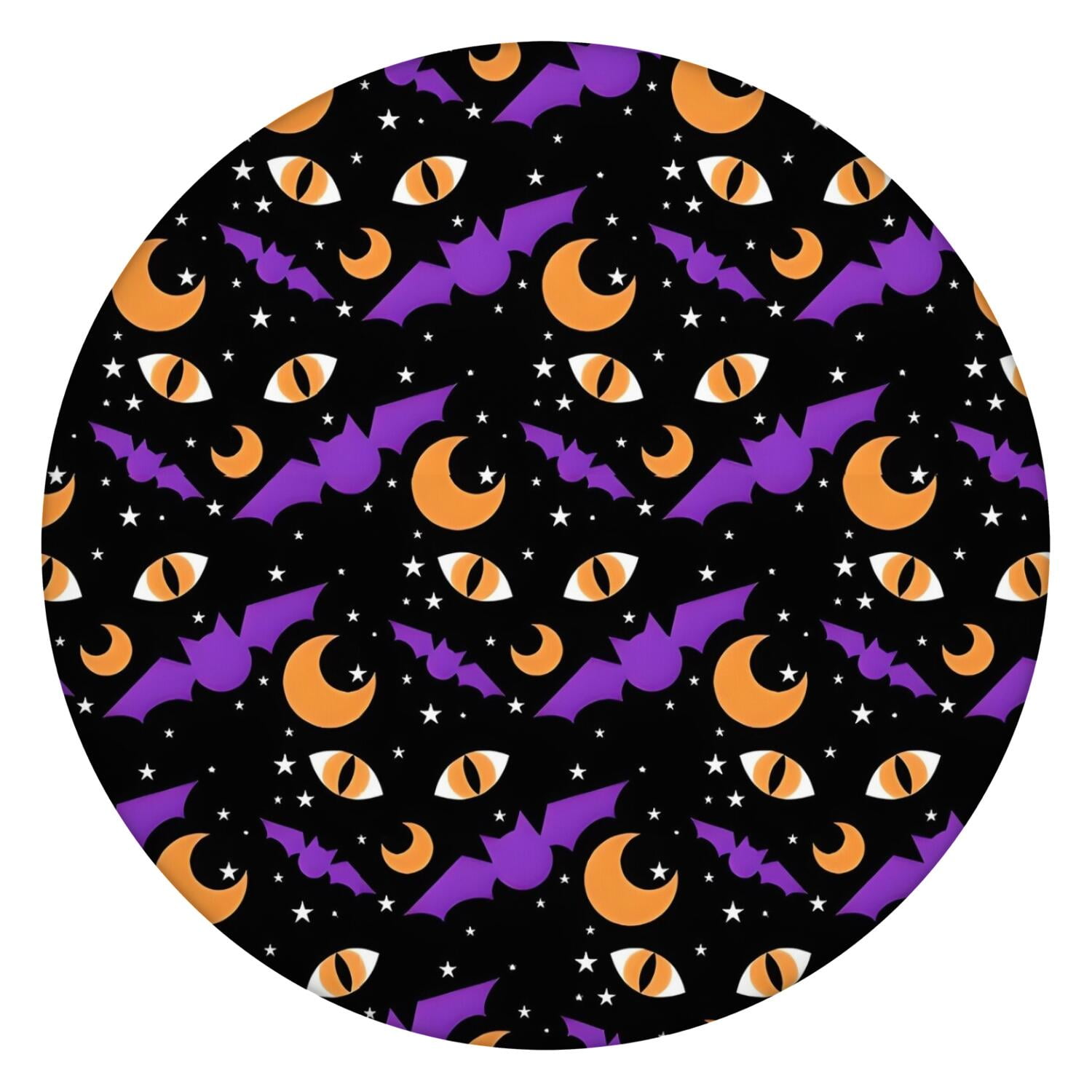 Halloween Bats Moons and Eyes Round Fitted Tablecloth with Elastic Edge ...