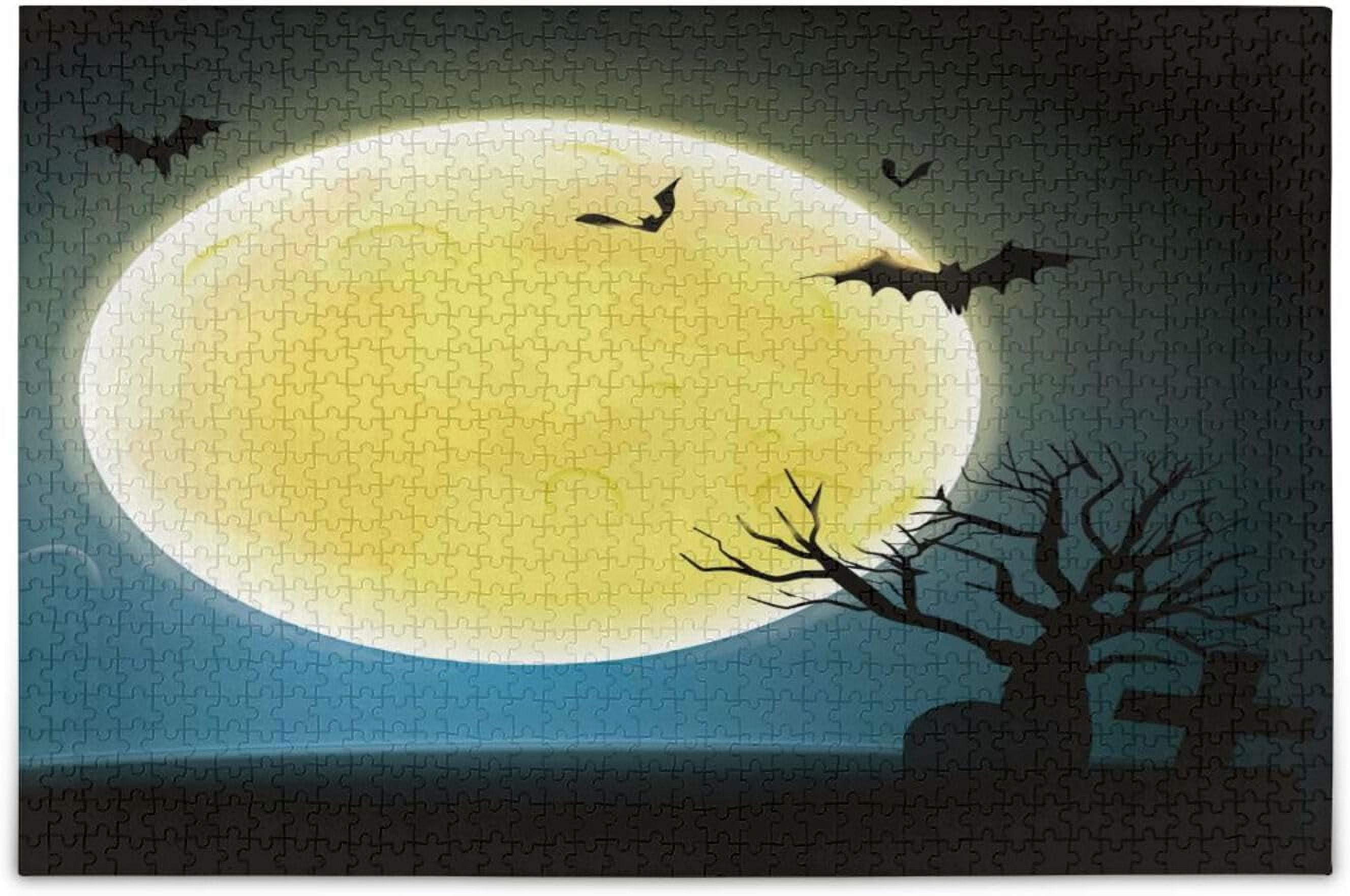 Halloween Bat Moon Jigsaw Puzzle 500 PiecesDie-Cut Puzzle Pieces Are ...