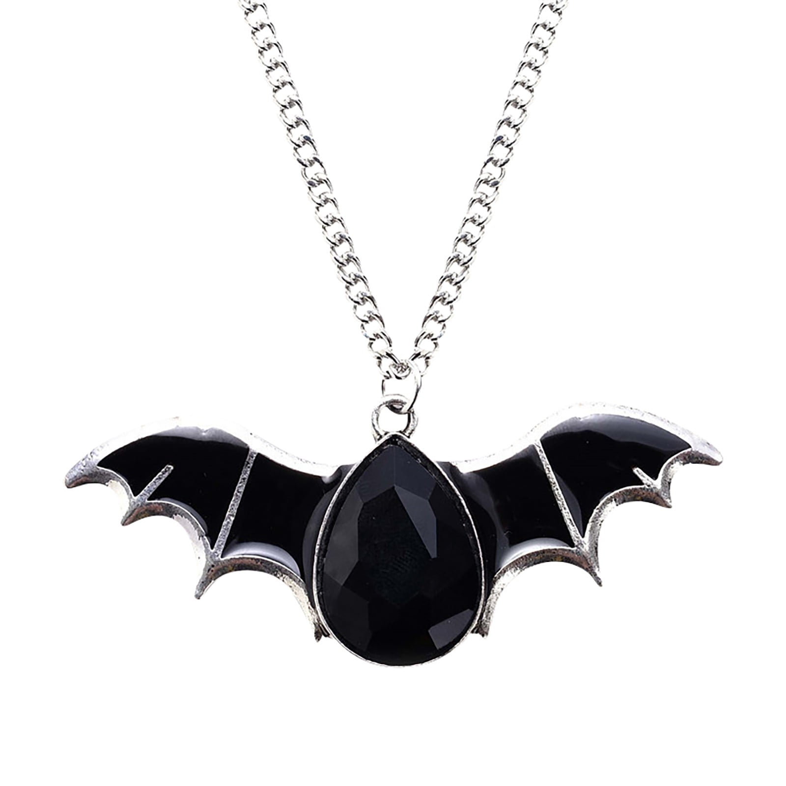 Halloween Bat Necklace for Women - Gothic Bat Wing Pewter Pendant with ...