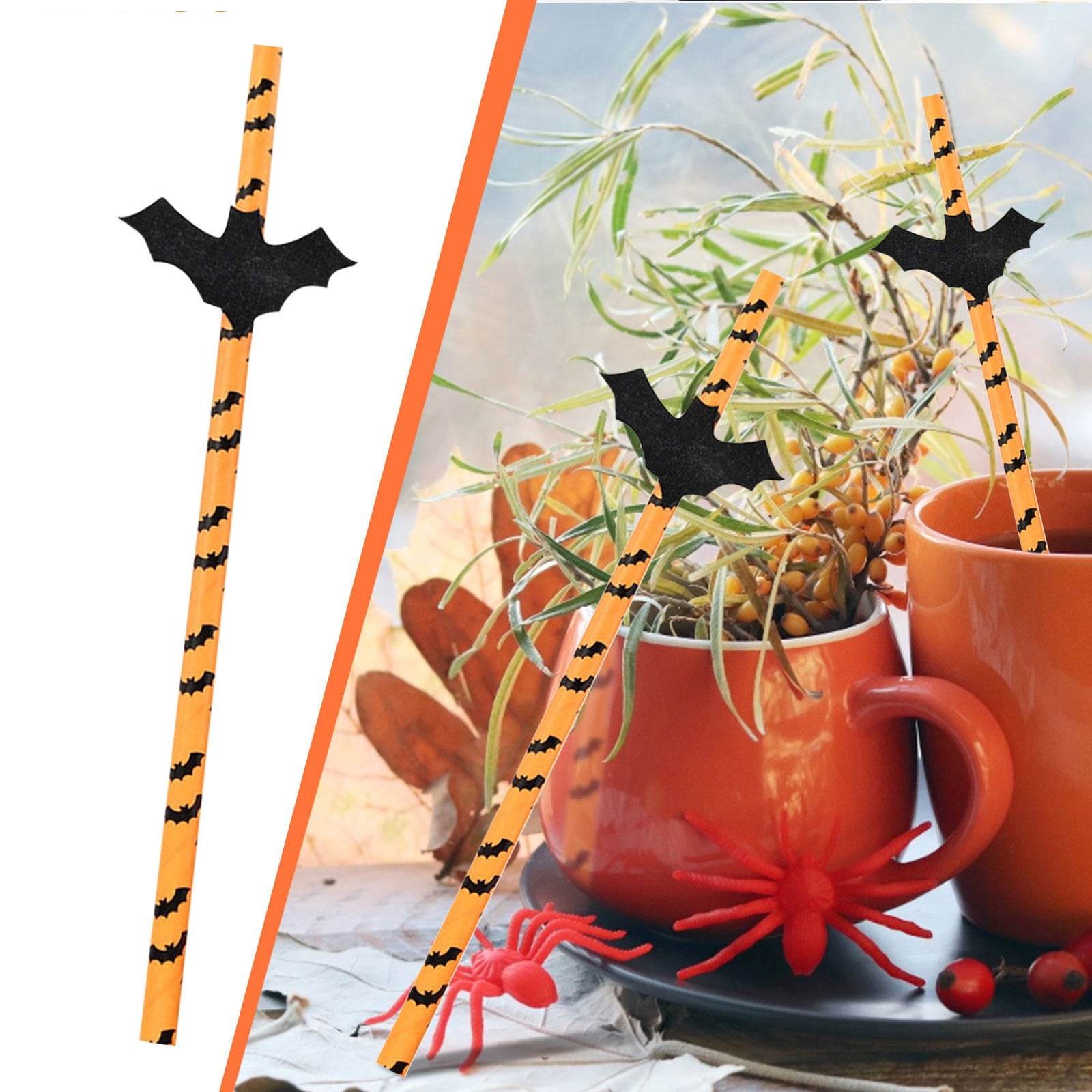 Halloween Bat Paper Straws - 100-Piece Set for Unique Dessert Table ...