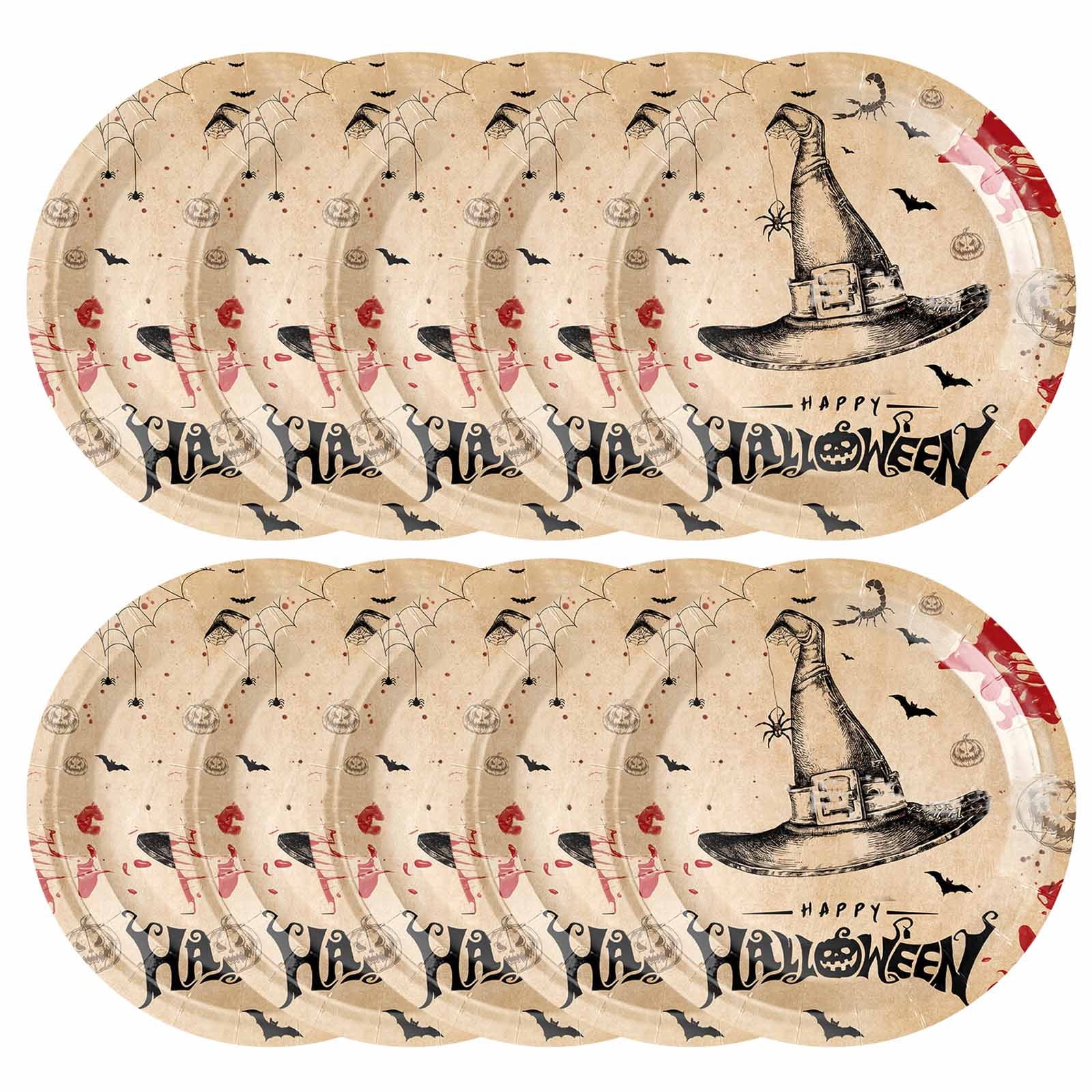 Halloween Bat Party Supplies Tableware Set,Zombie Bat Scary Hand Prints ...