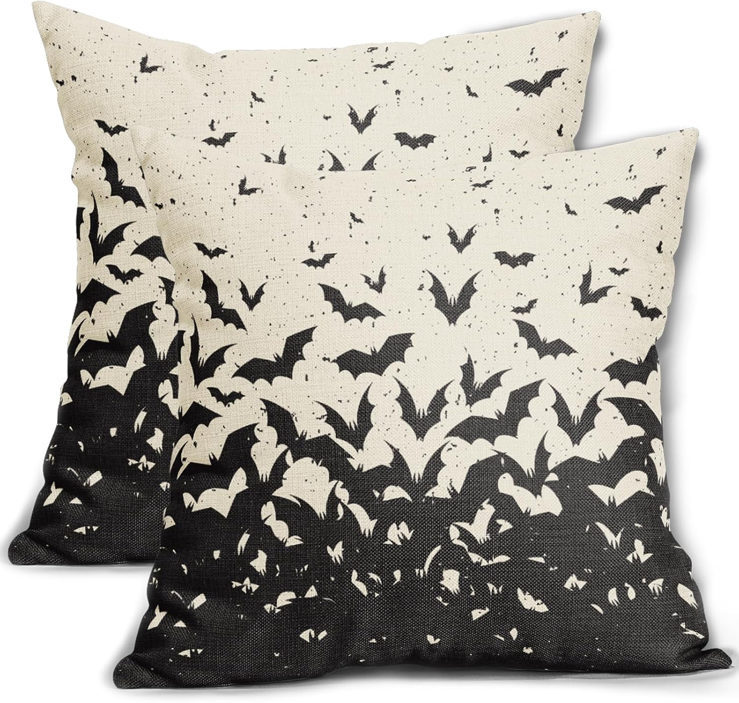Halloween Bat Pillow Covers 18x18 Set of 2 Black Scary Pattern Print ...
