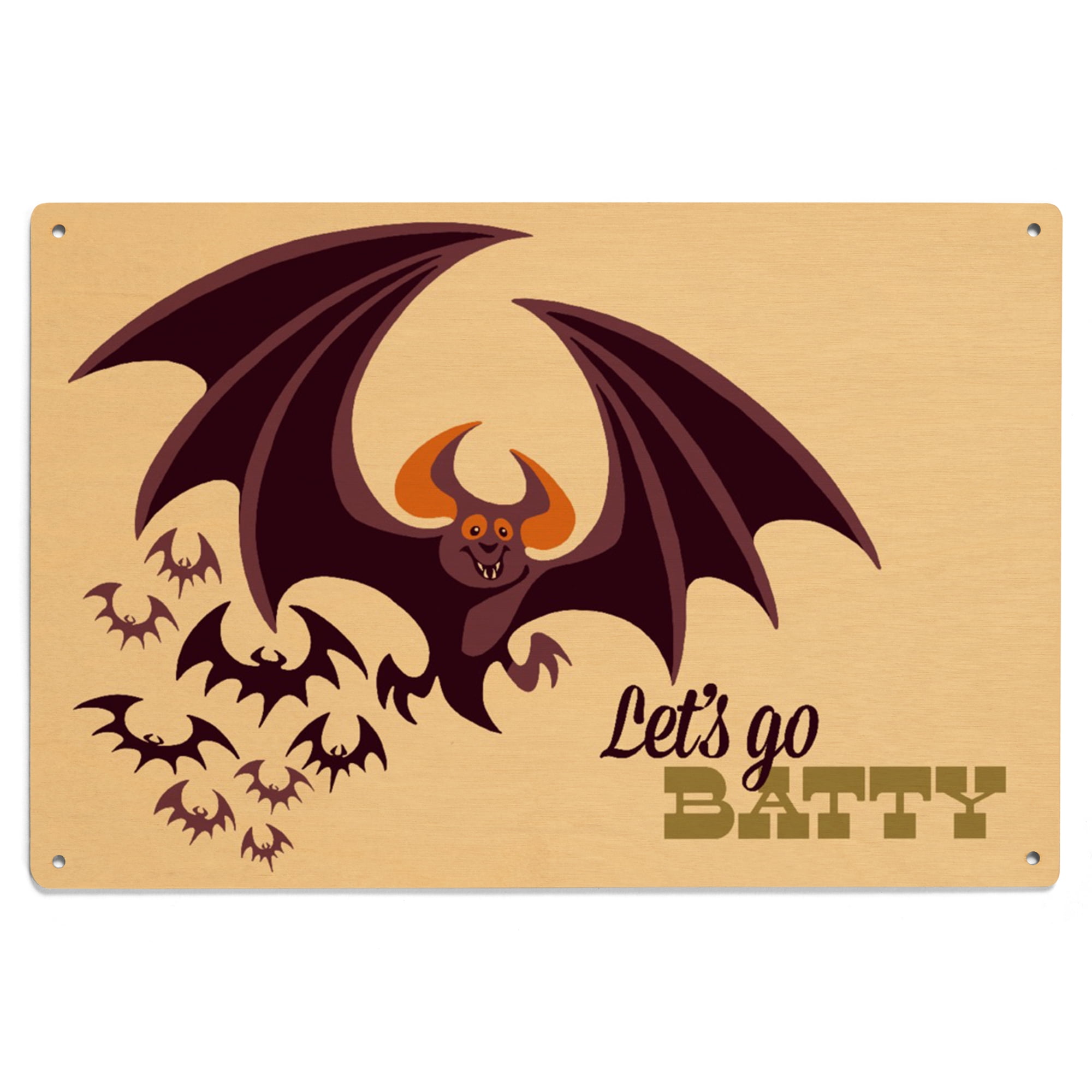 Halloween Bat, Retro Halloween Birch Wood Wall Sign (6x9 Rustic Home ...