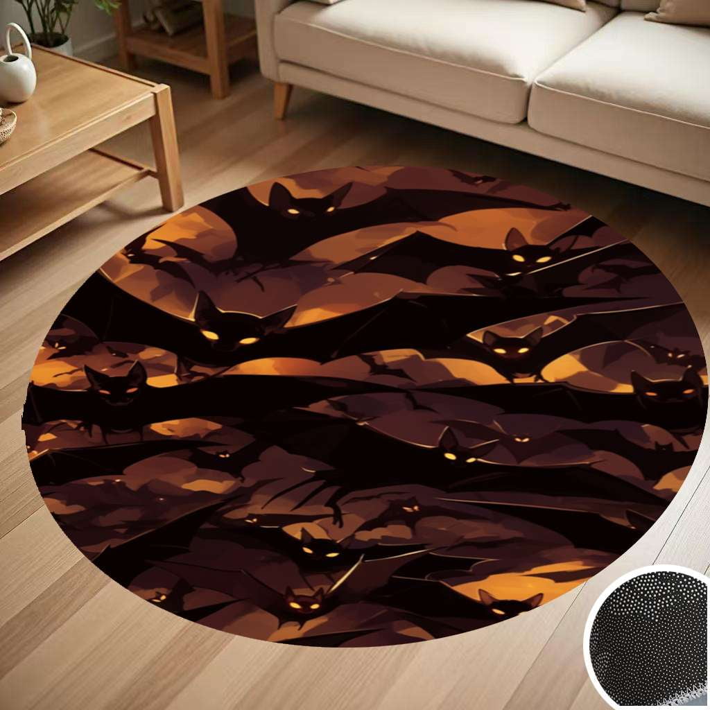 Halloween Bat Round Carpet Living Room Bedroom Home Decoration Coffee ...