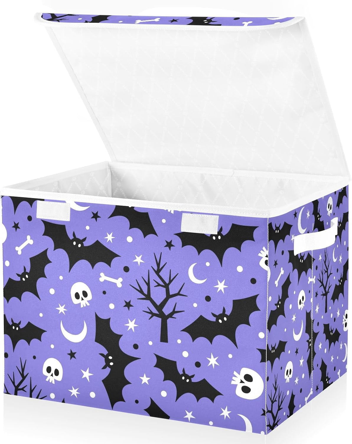 Halloween Bat Skull Moon Star Storage Bin with Lid Foldable Storage Box ...