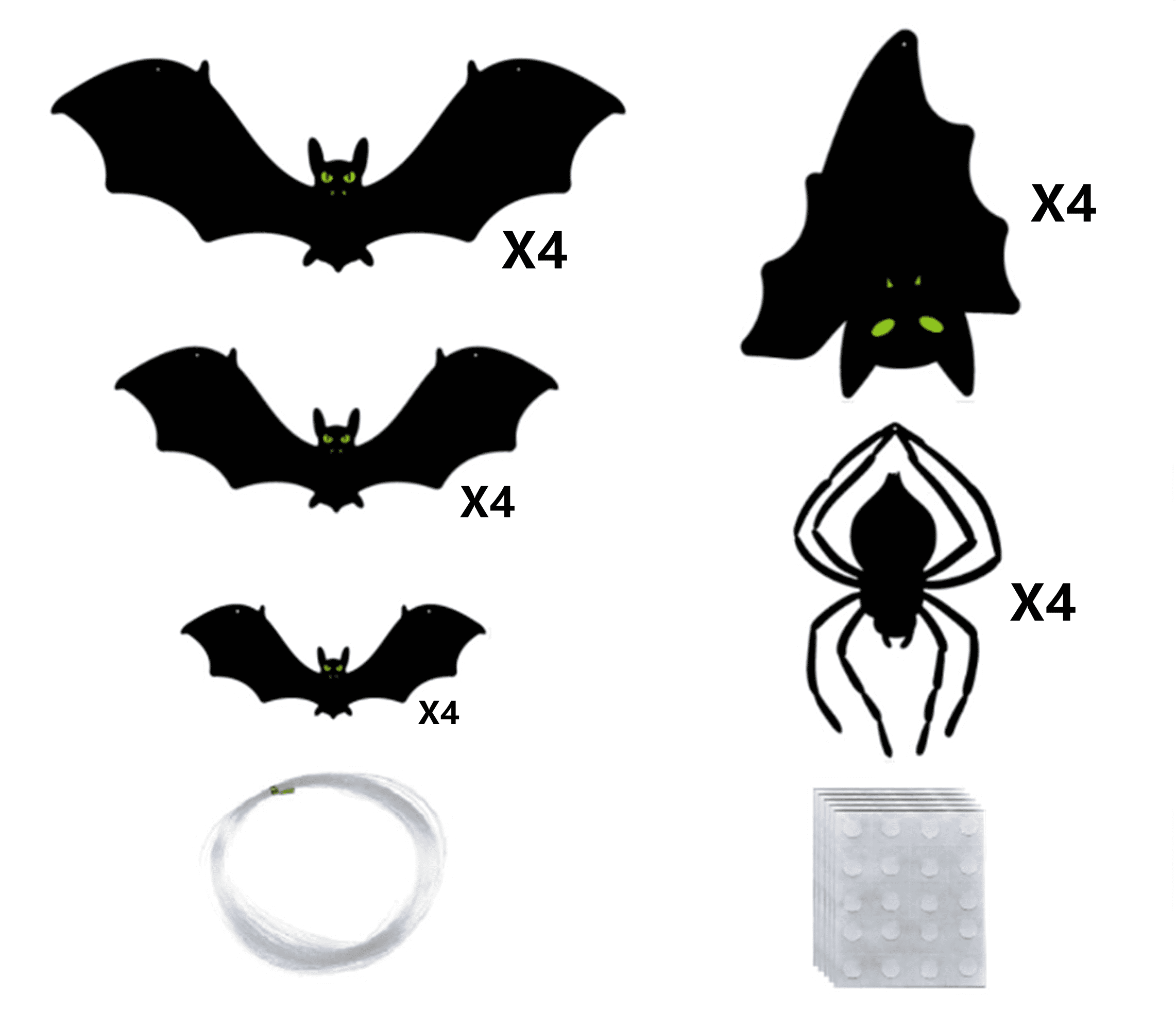 Halloween Bat Spider Decoration Set of 5 Different Sizes Hanging Large ...