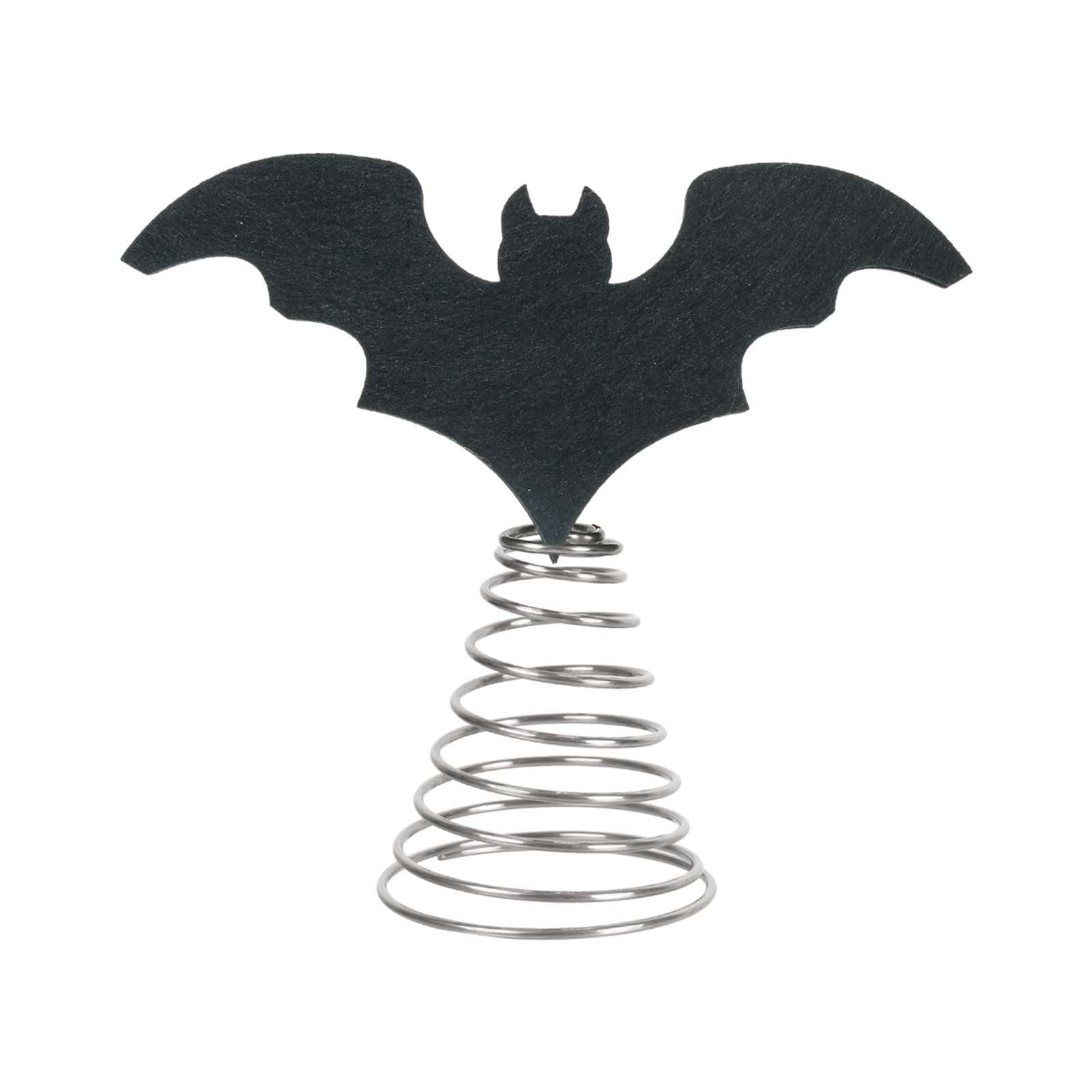 Halloween Bat Tree Topper Decor - 8.66" Miniature Bat Ornaments with Metal Spring Base, Spooky ...