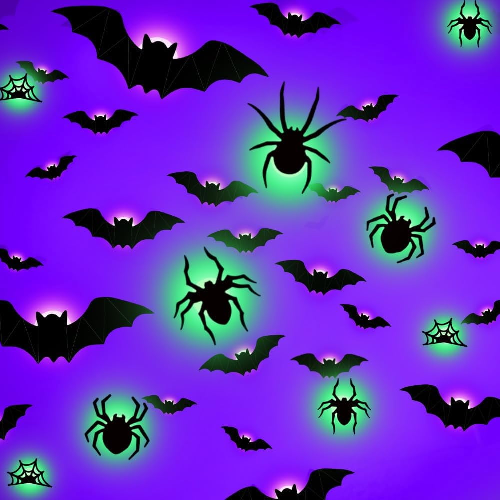 Halloween Bat Wall Decor, 2026 Upgraded 3D Bat Design with LED ...
