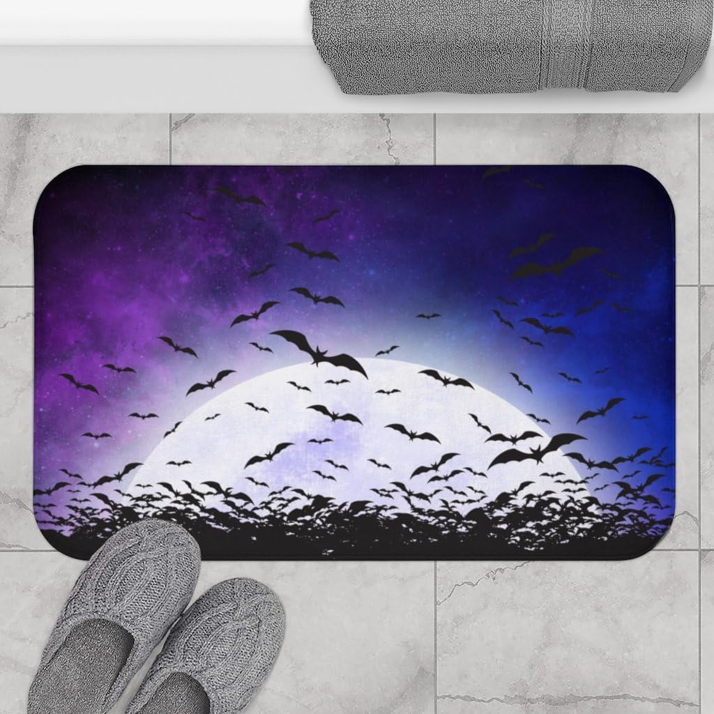 Halloween Bath Mat Spooky Halloween Decor Goth Bathroom Rug Bats Decor ...