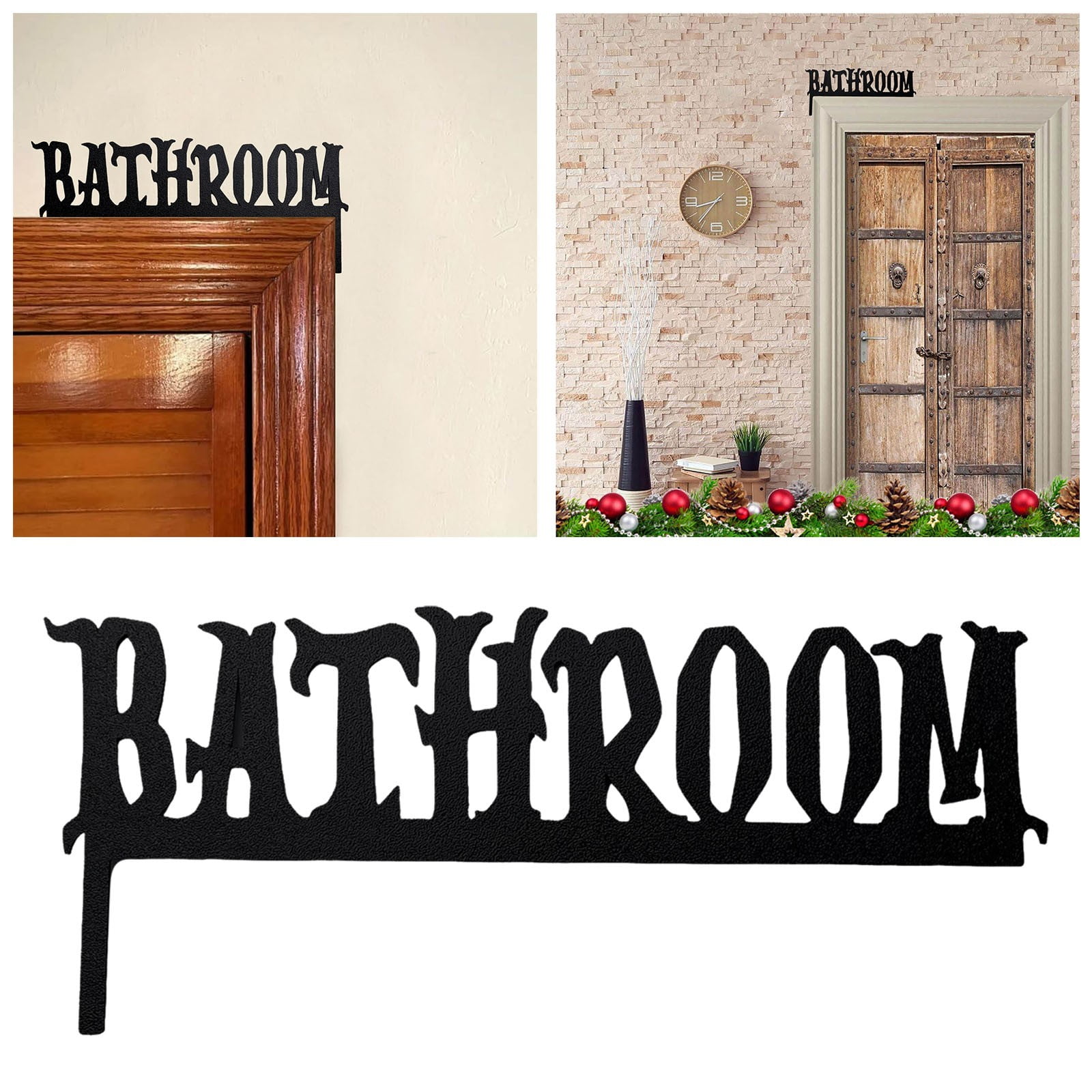 Bathroom Door Corner Sign Decor Scary Black Bathroom Sign for Party ...