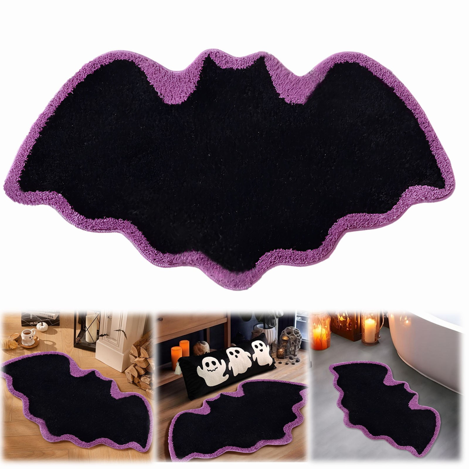 Halloween Bats Bathroom Rug Black Gothic Goth Gifts Room Decorations ...