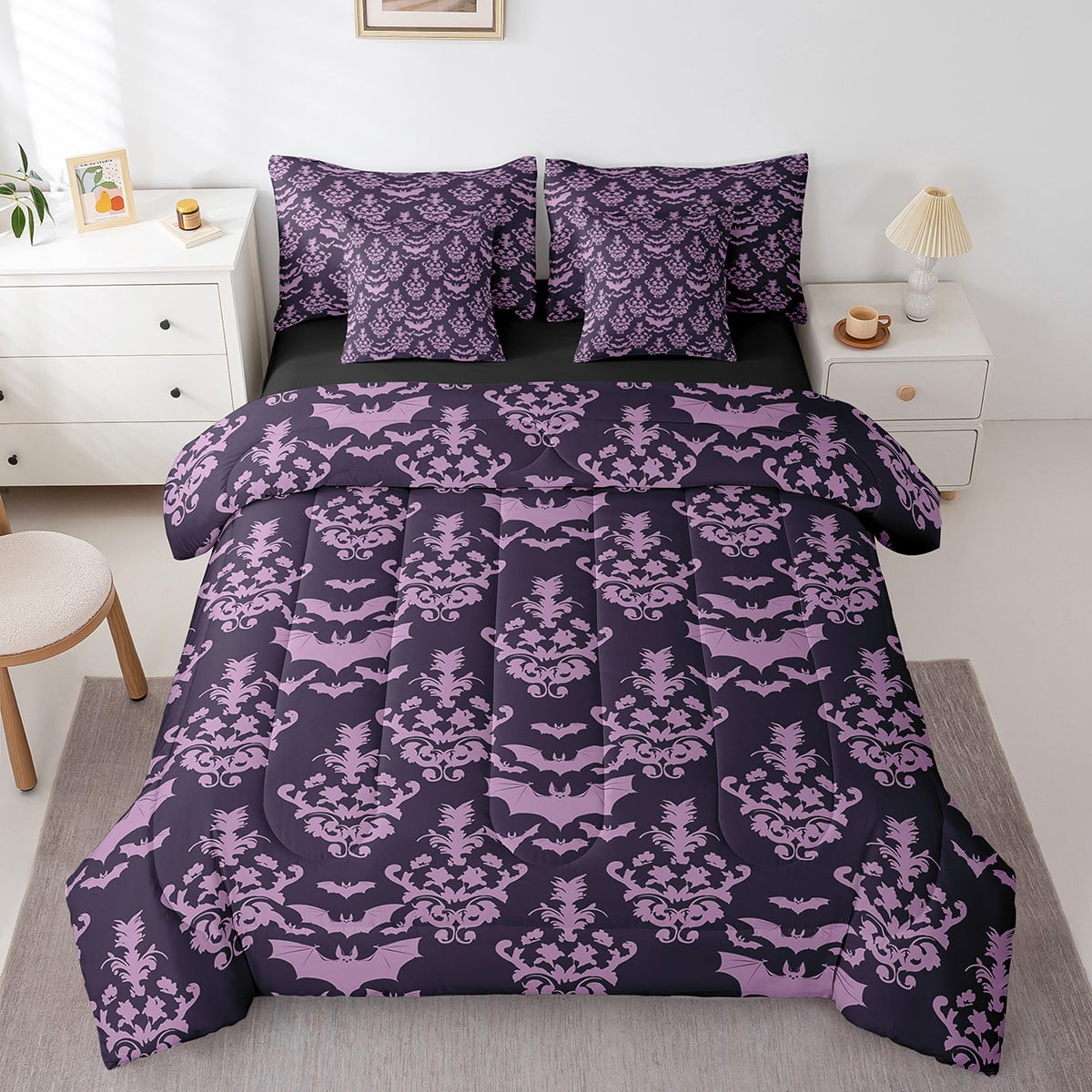Halloween Bats Bed in a Bag King Size Comforter Set 7 Pieces Spooky ...
