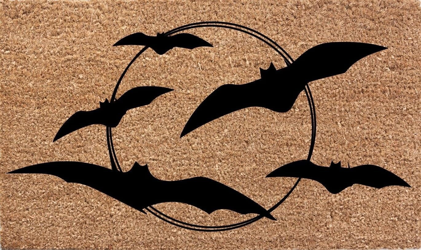 Halloween Bats Doormat Flying Bats Moon Thanksgiving Home Decor Welcome ...