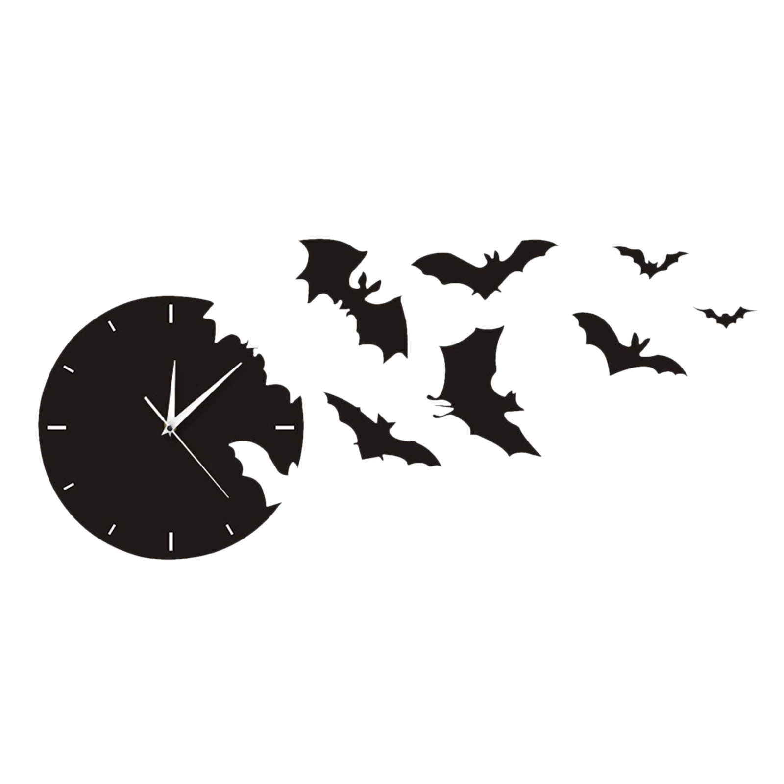 Halloween Bats Silhouette Wall Clock Scary Bats Symbols Home Decor ...