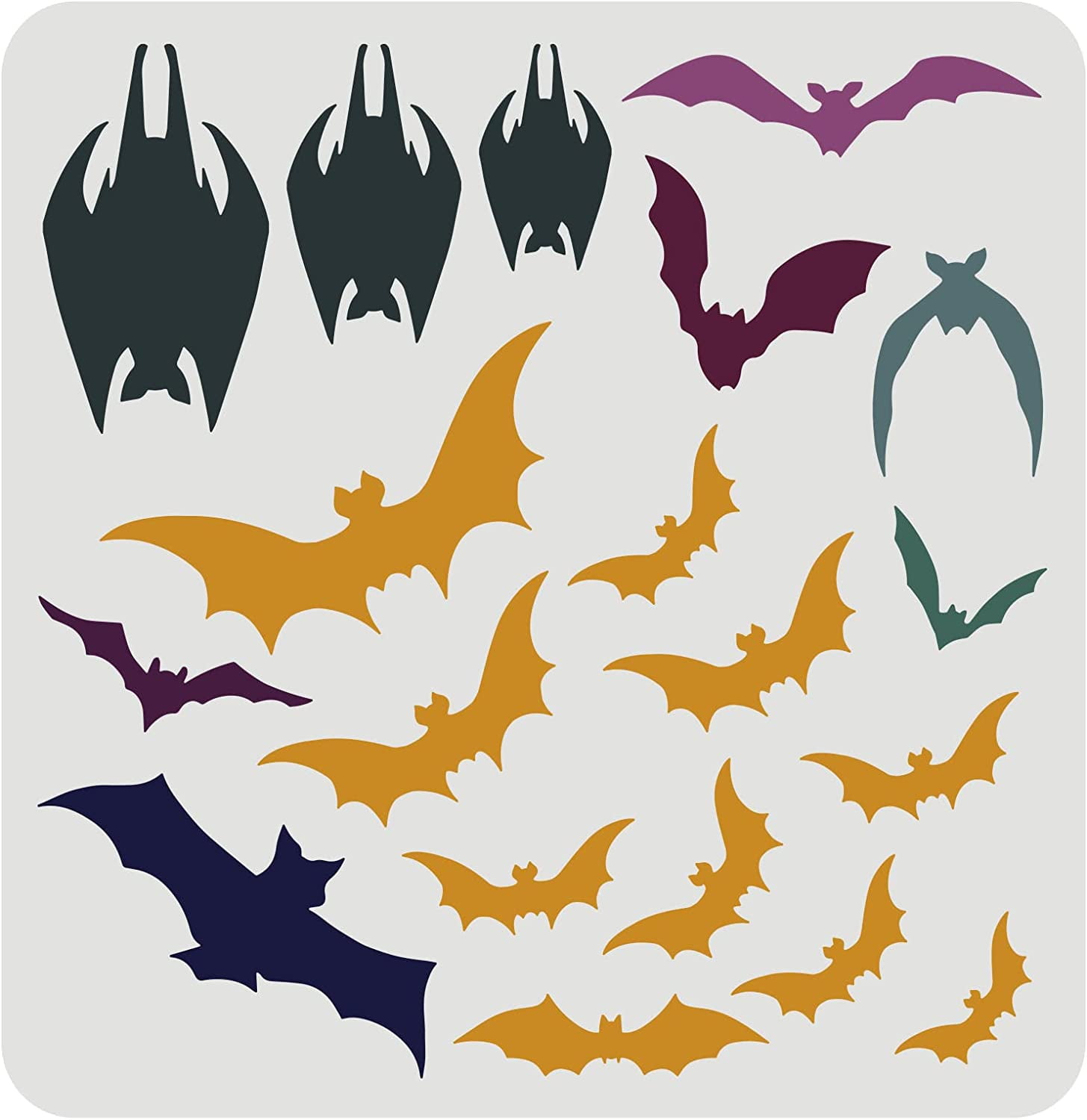 Halloween Bats Stencil 11.8x11.8inch Reusable Halloween Theme Drawing ...