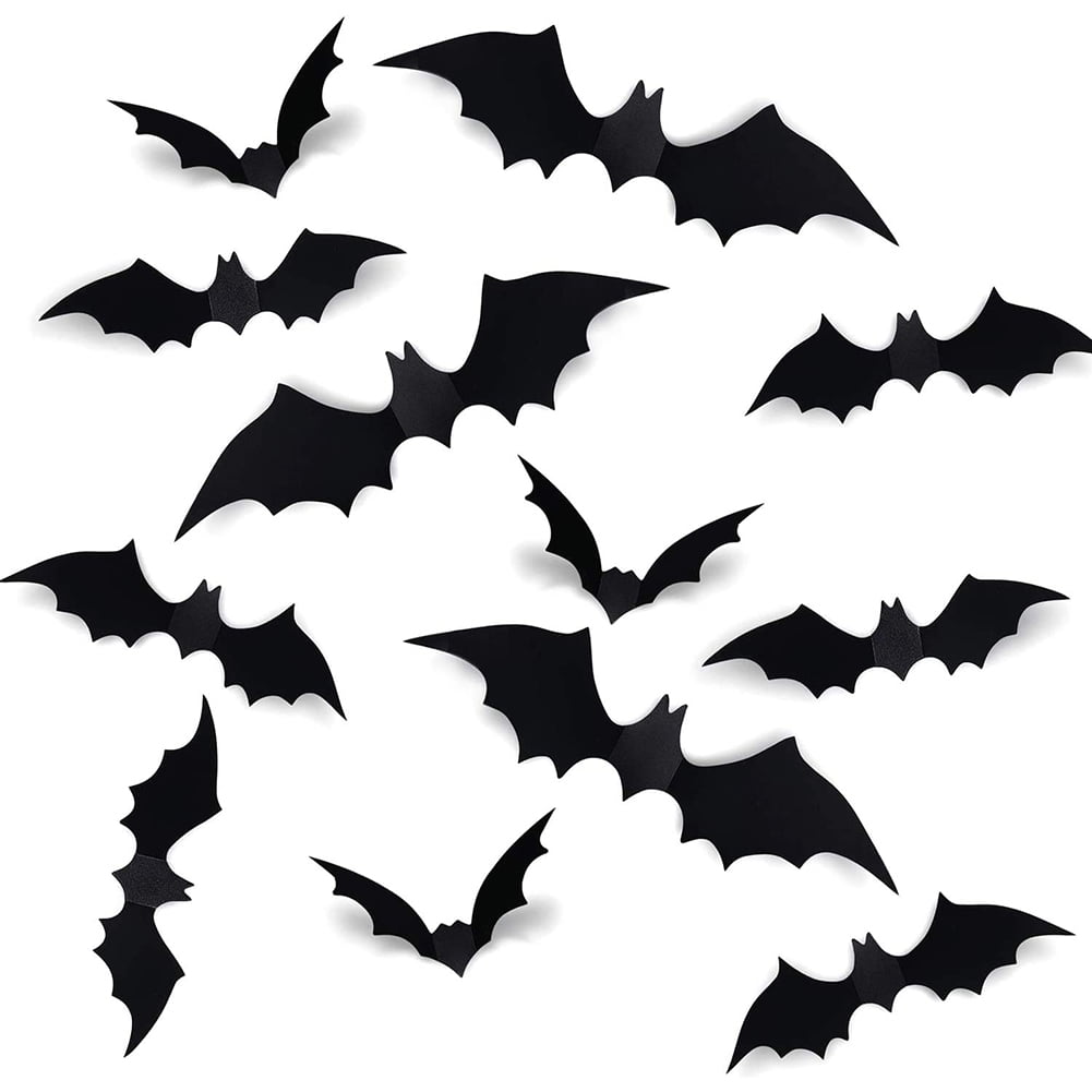 Halloween Bats Wall Decor 3D Bat Wall Stickers Party Supplies For ...