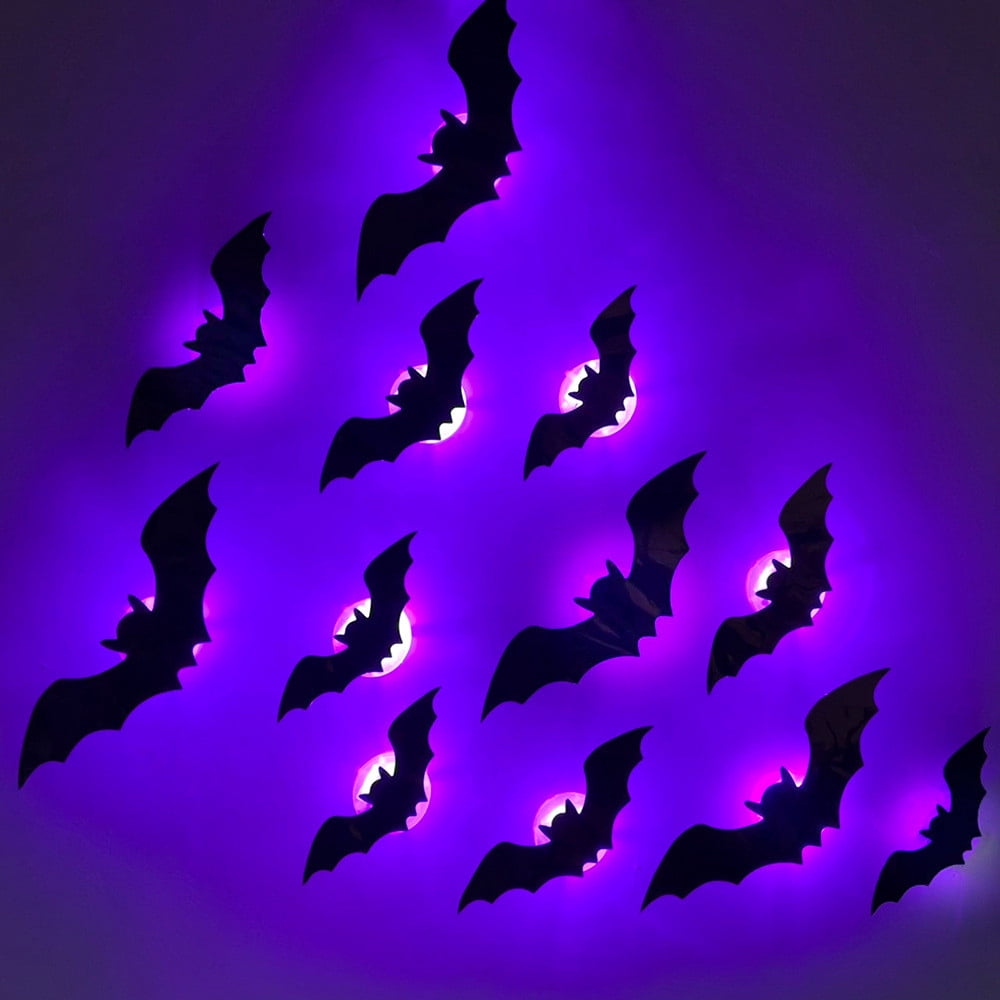 Halloween Bats Wall Stickers Decorations Indoor - 3D Bat Wall Decor ...