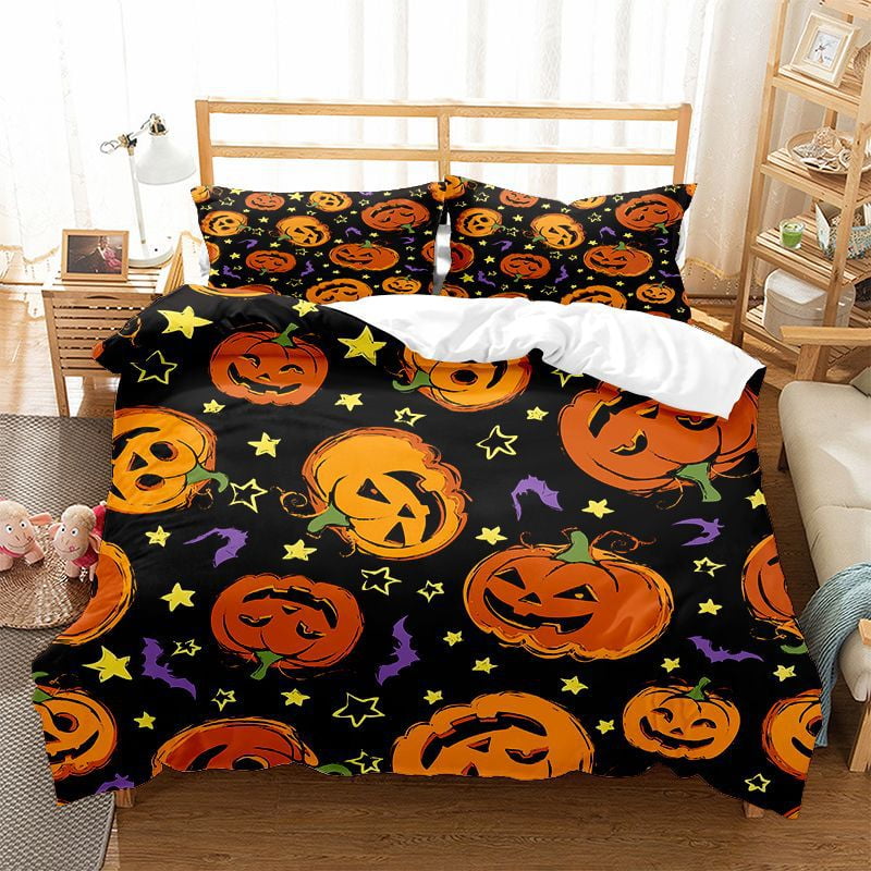 Halloween Bedding Set Grey Halloween Duvet Cover Set White Ghost Cute ...
