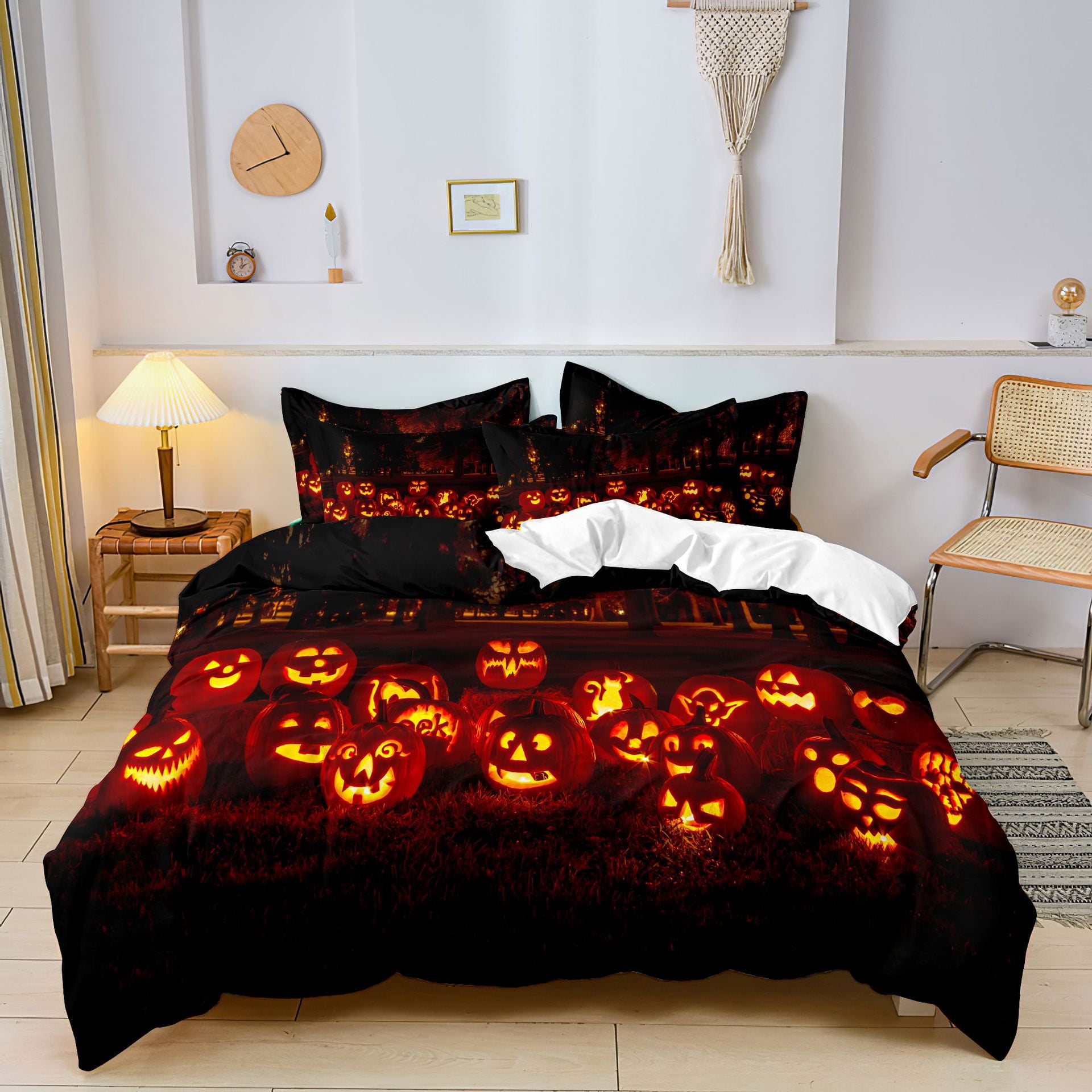 Halloween Bedding Set Pumpkin Lantern Duvet Cover Horror Dark Series ...