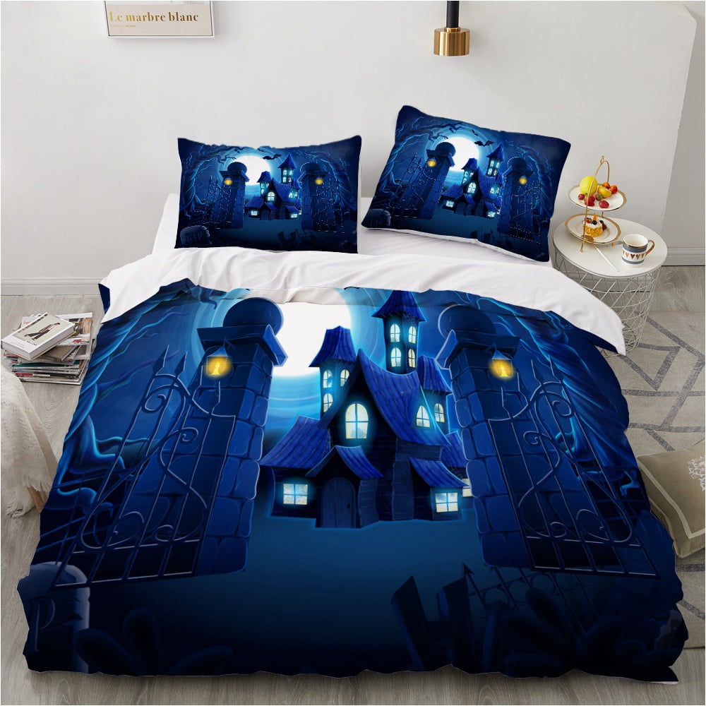 Halloween Bedding Set Queen Funny Pupmkin Duvet Cover Set Halloween ...