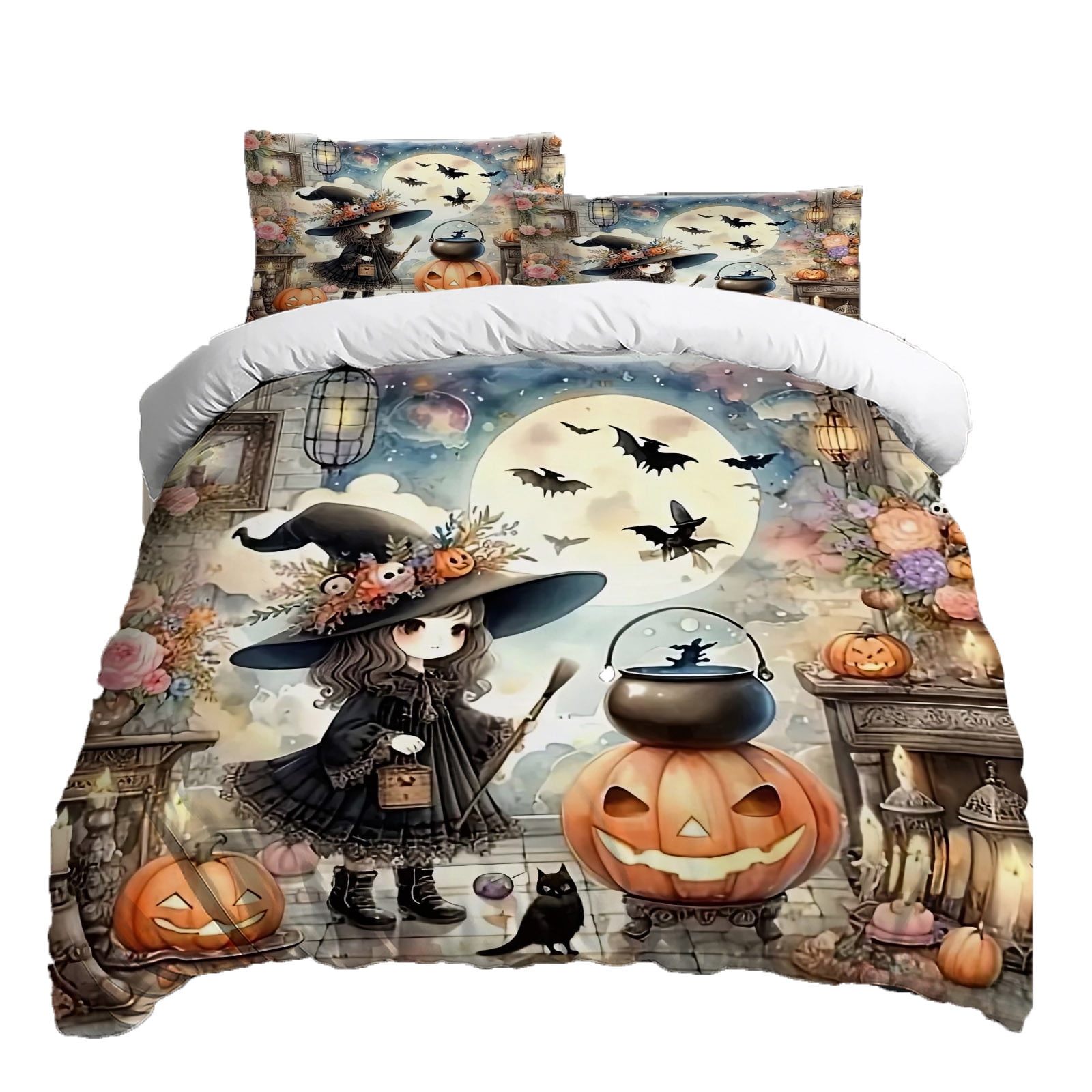 Halloween Bedding Set Queen Size - Witch Princess Comforter with ...