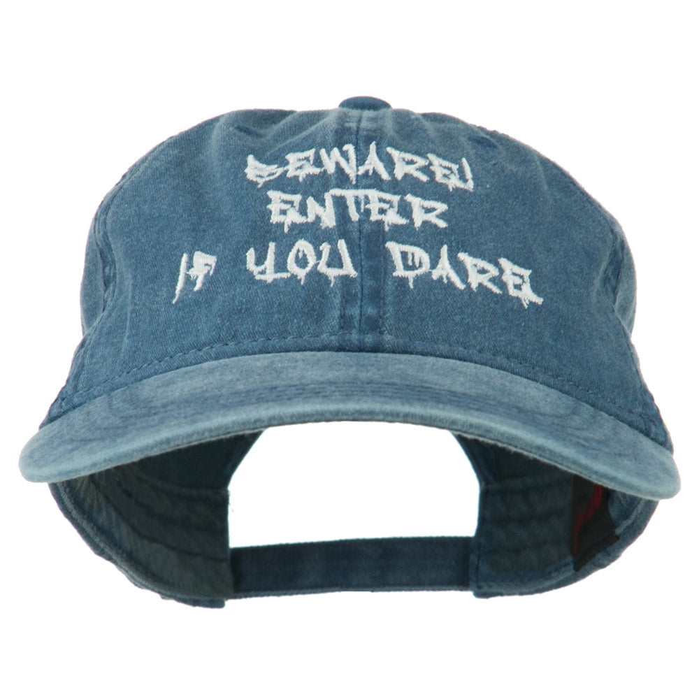 Halloween Beware Enter If You Dare Embroidered Washed Dyed Cap - Navy ...