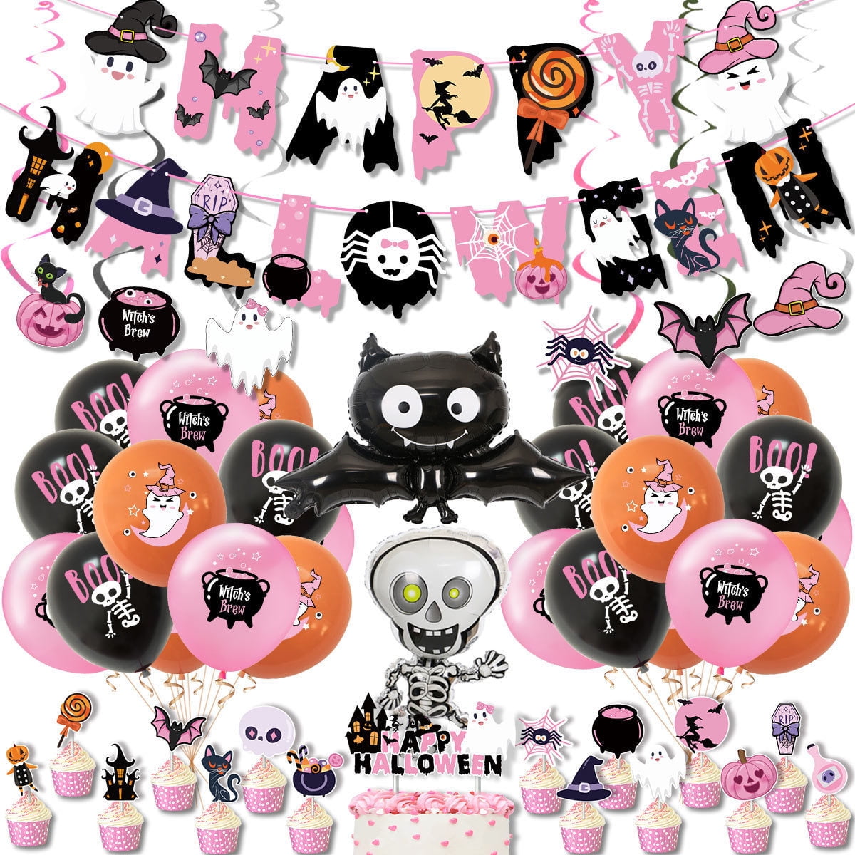 Halloween Birthday Party Decorations Pink Halloween Theme Birthday ...