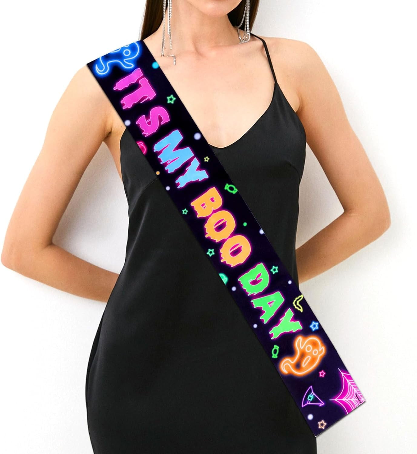 Halloween Birthday Sash Iridescent, Neon It’s My Boo Day Halloween Sash ...