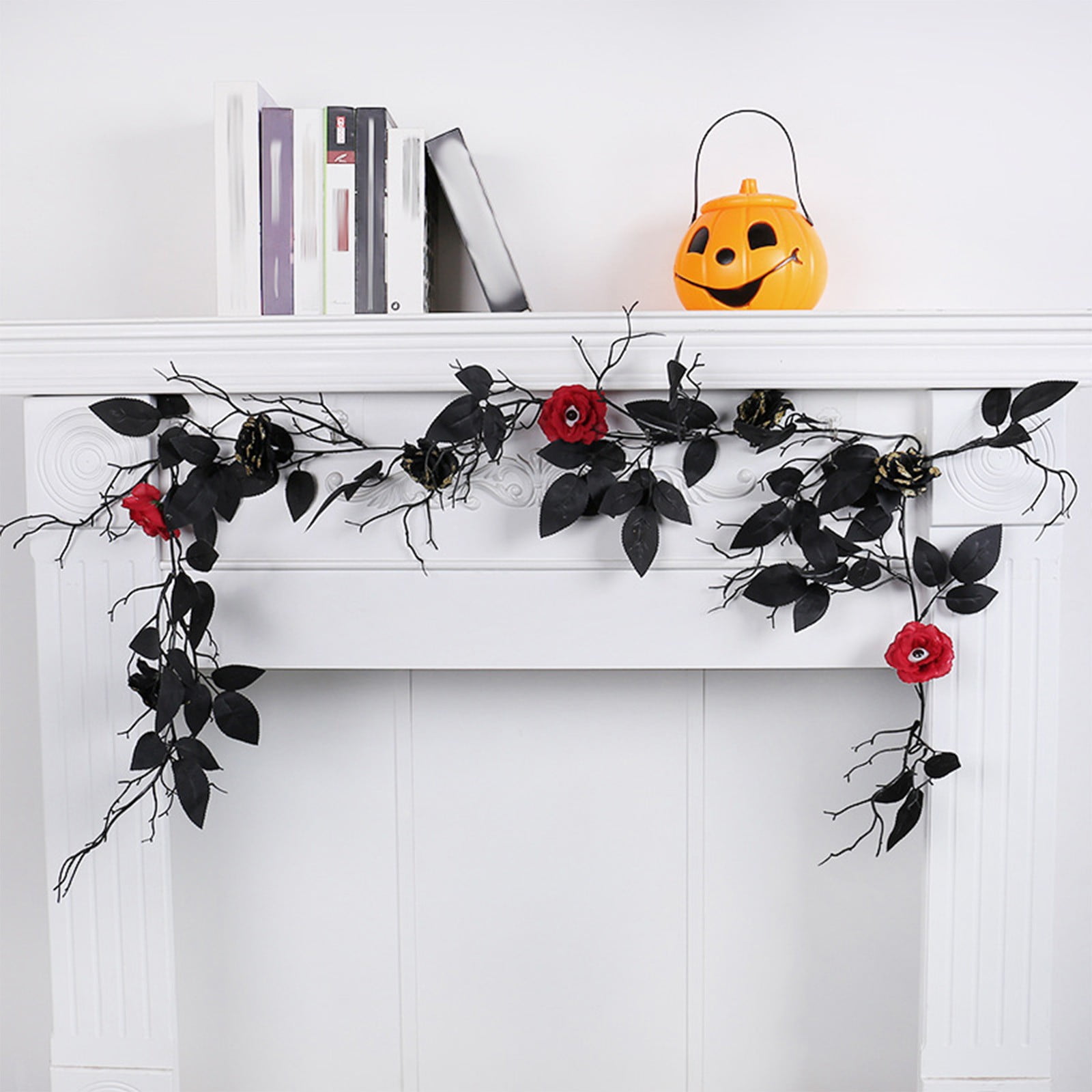 Halloween Black Artificial Rose Vine - 6.7FT Extra Long Realistic Fake ...
