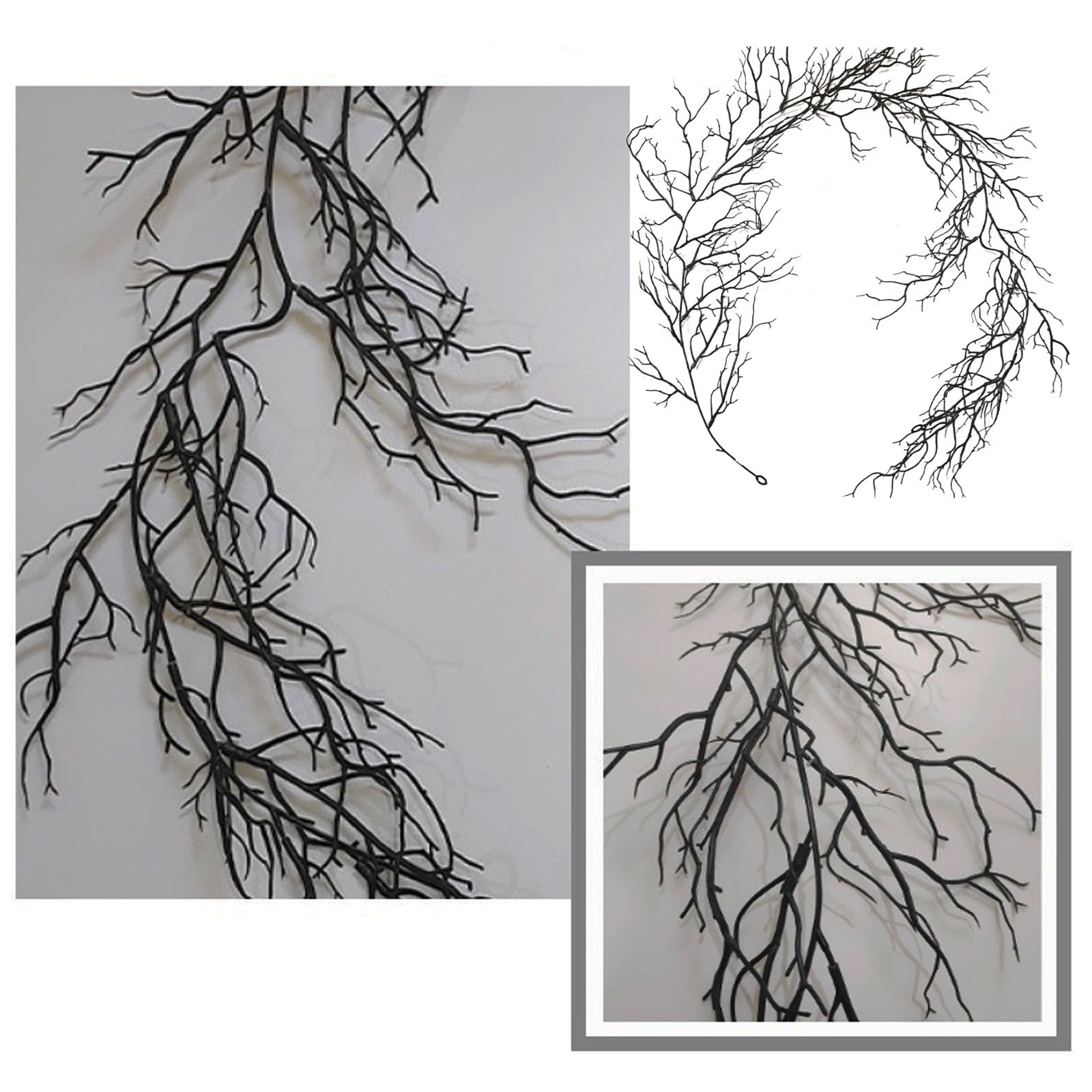 Halloween Black Artificial Withered Rattan Branches | 68.9 Inch ...