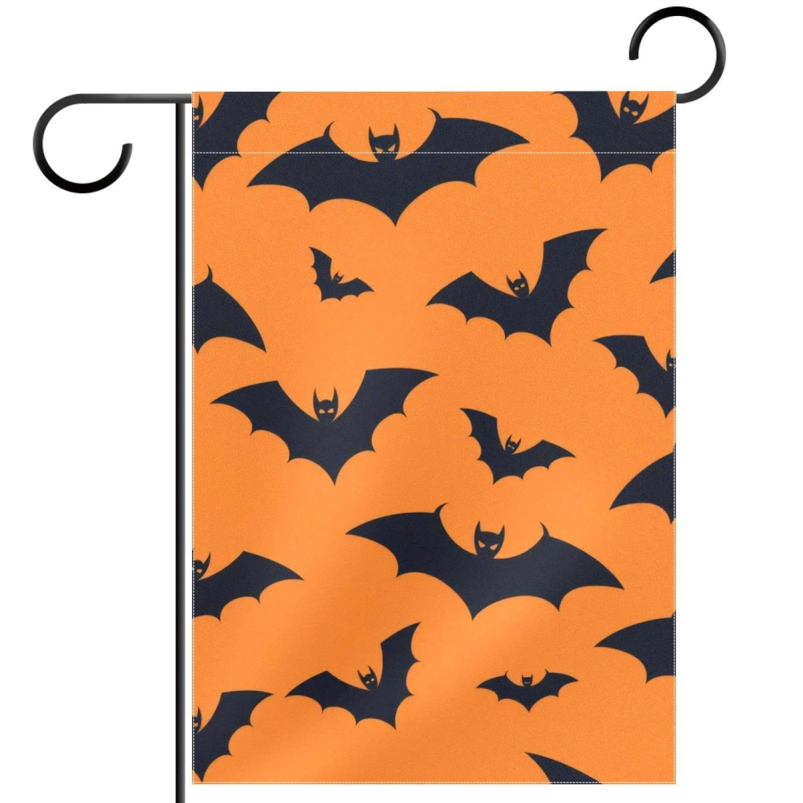 Halloween Black Bat Silhouette Orange Background Welcome Garden Flags ...