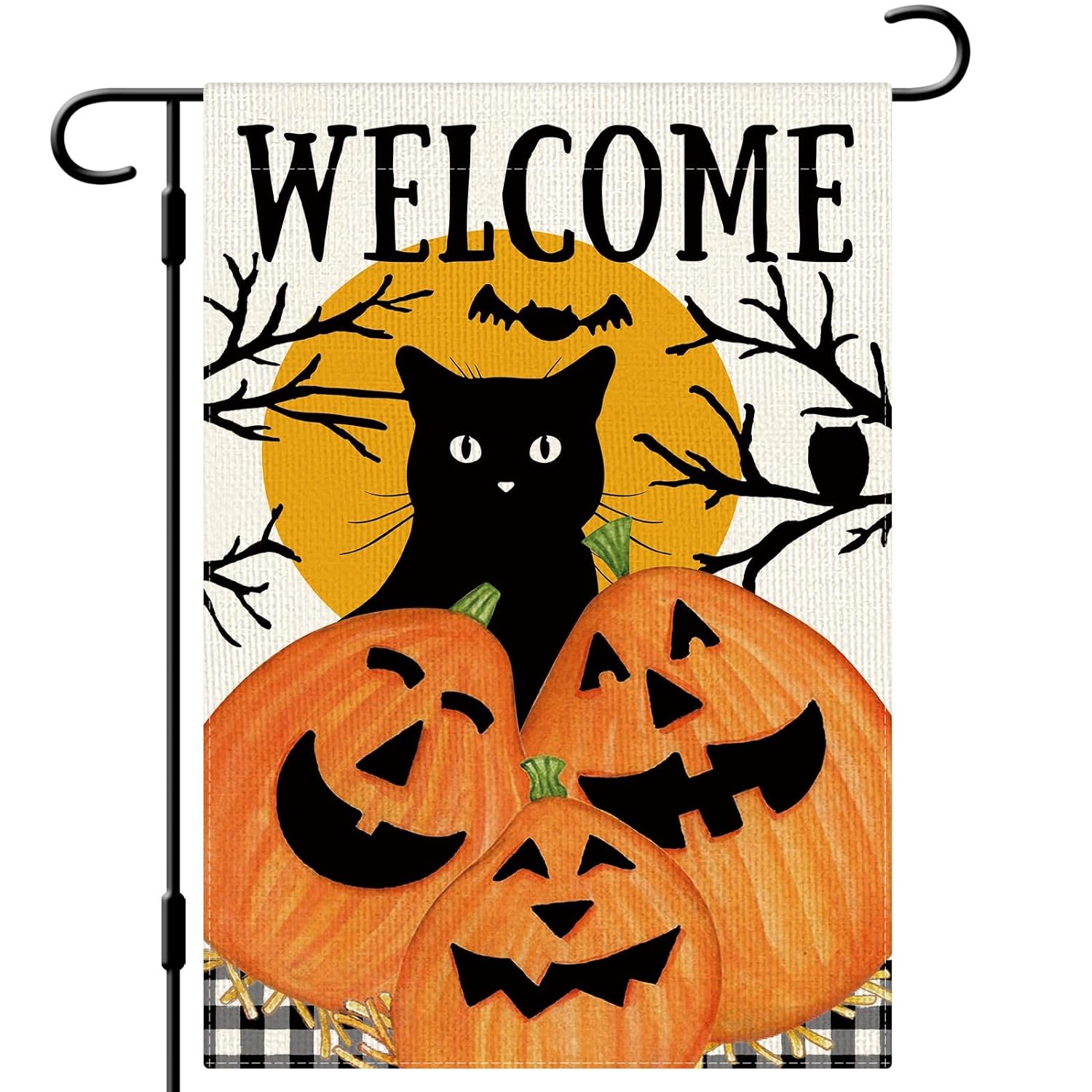 Halloween Black Cat Garden Flag Pumpkin Garden Flag Welcome Yard Flag ...