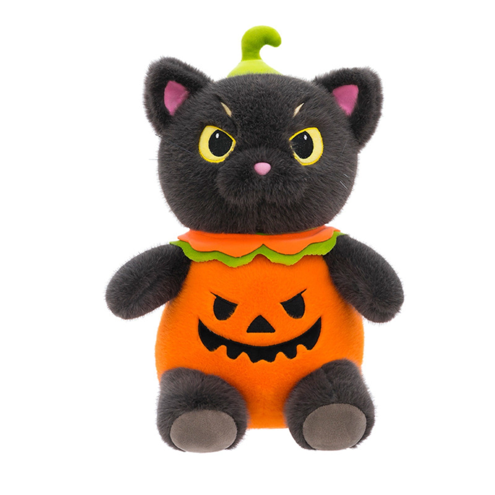 Halloween Black Cat Plush Toy in Pumpkin Costume, Halloween Black Cat ...