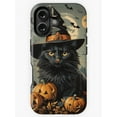 Halloween Black Cat Pumpkins Bats Retro Vintage iPhone Case for 11 12 ...