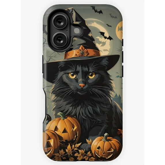 Halloween Black Cat Pumpkins Bats Retro Vintage iPhone Case for 11 12 ...