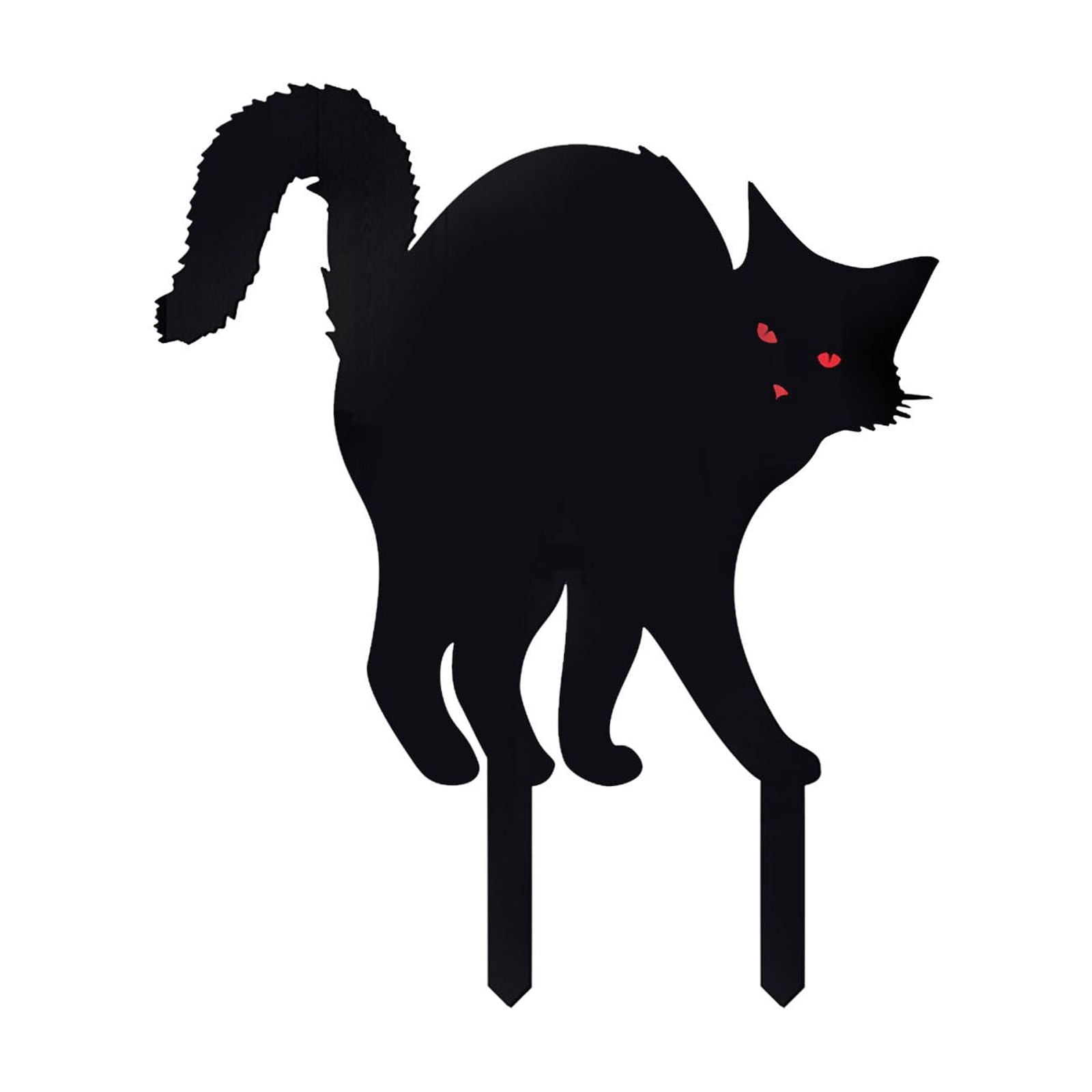 Halloween Black Cat Yard Signs with Glow in Dark Eyes, Scary Silhouette ...