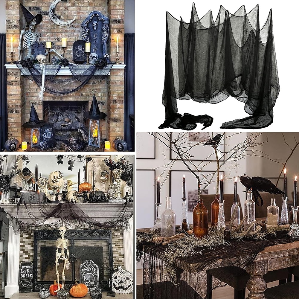 Halloween Black Creepy Cloth for Party Decorations, 455" x 85" Giant ...