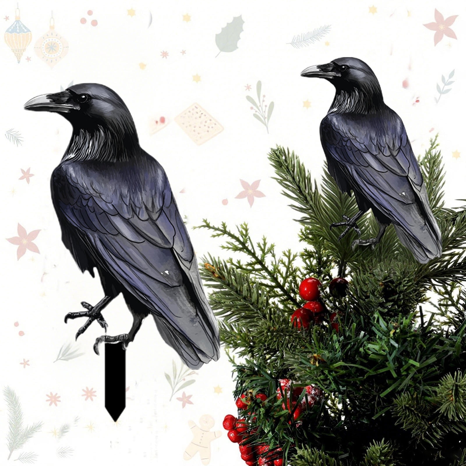 Halloween Black Feathered Crow Decorations - Spooky Black Birds Decor ...