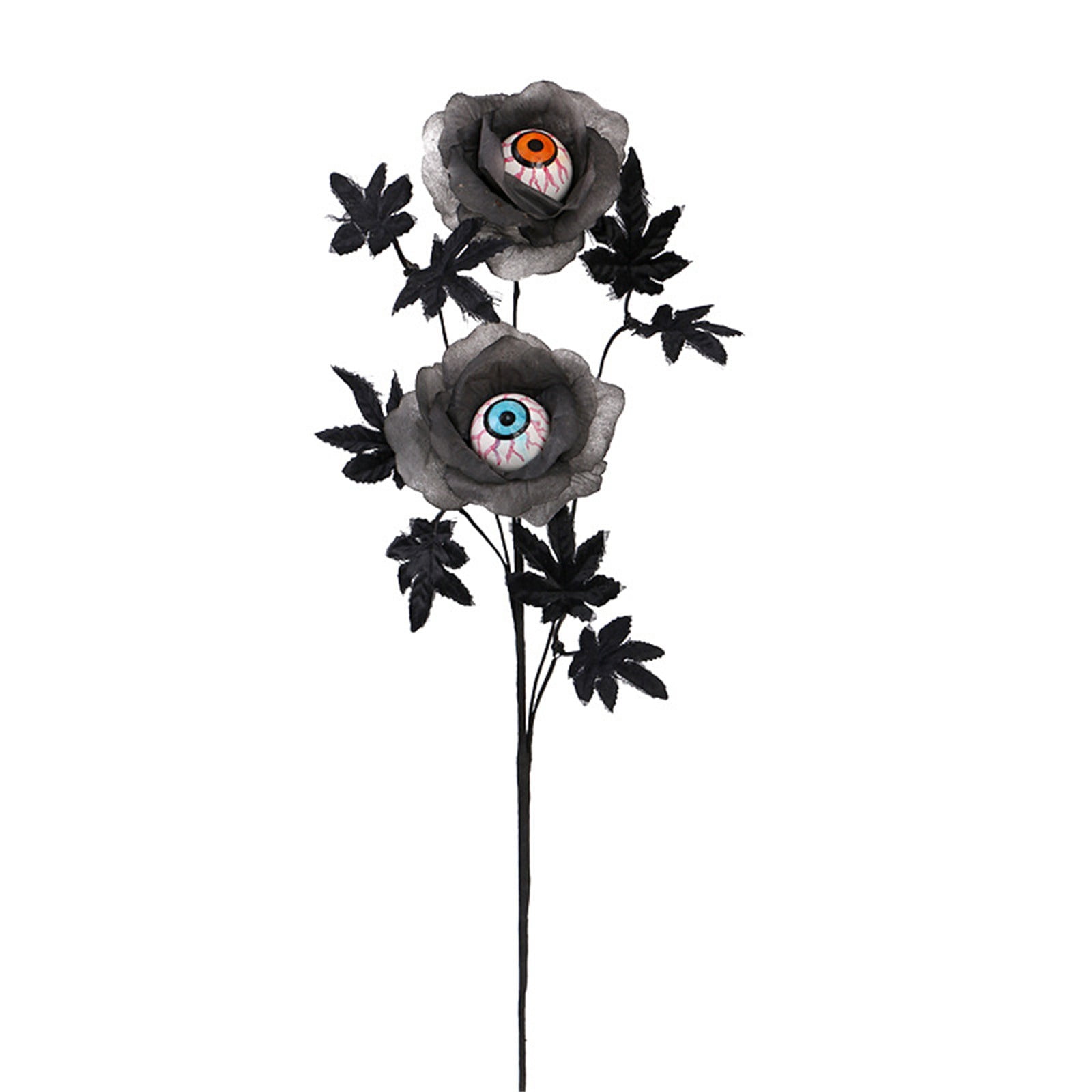Halloween Black Rose with Eyeball Decoration, Artificial Gothic Flower ...