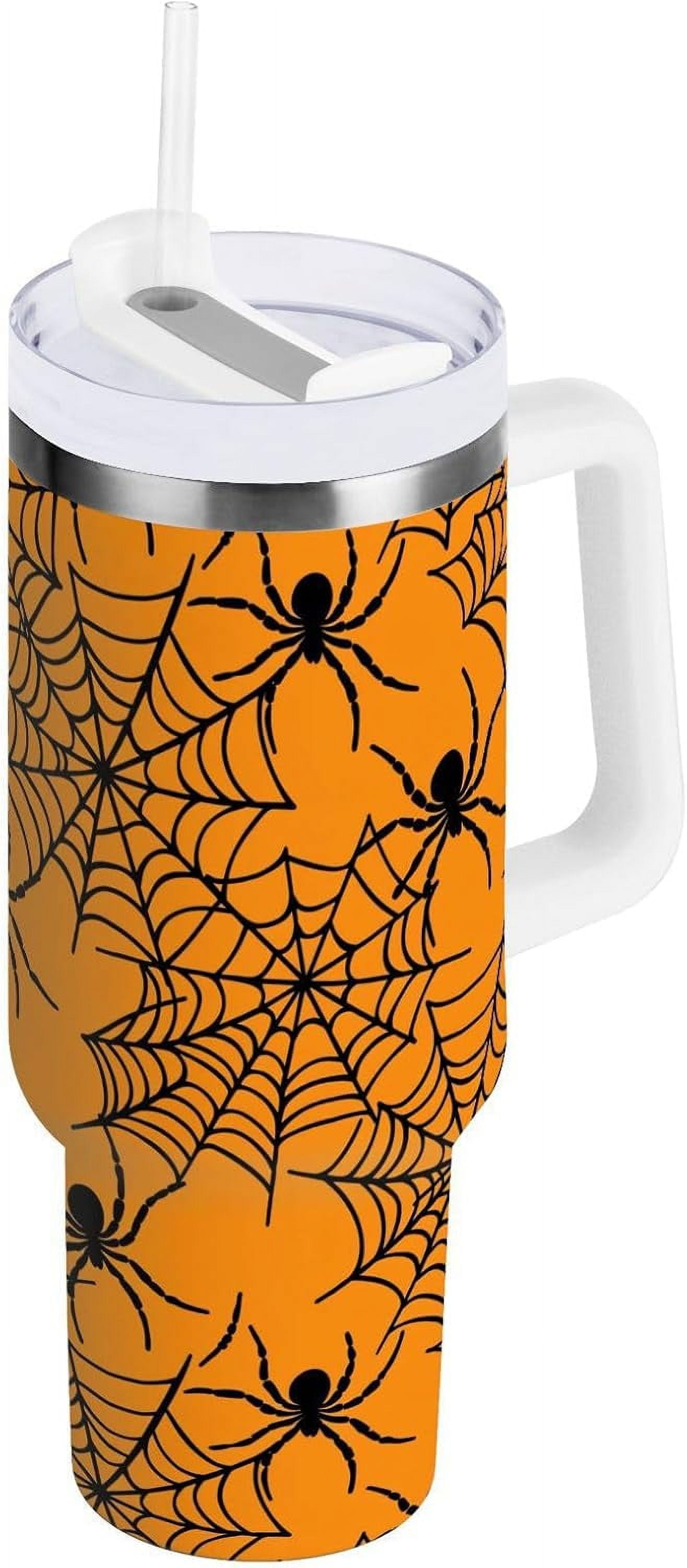 Halloween Black Spiders Web 40 oz Tumbler with Handle Straw Lid ...