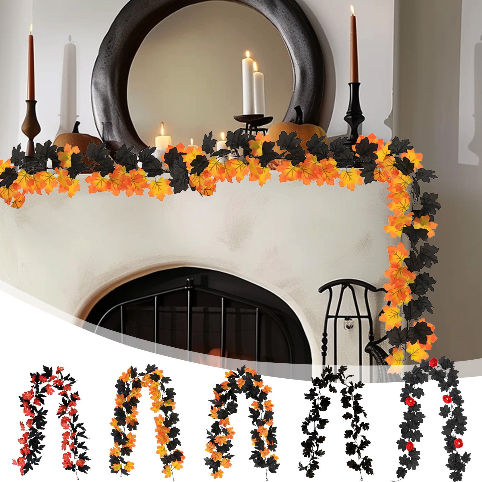 Black Vines, Artificial Maple Leaf Vines, Green Plant Decor, 2pcs, Home Decoration, for Party ...