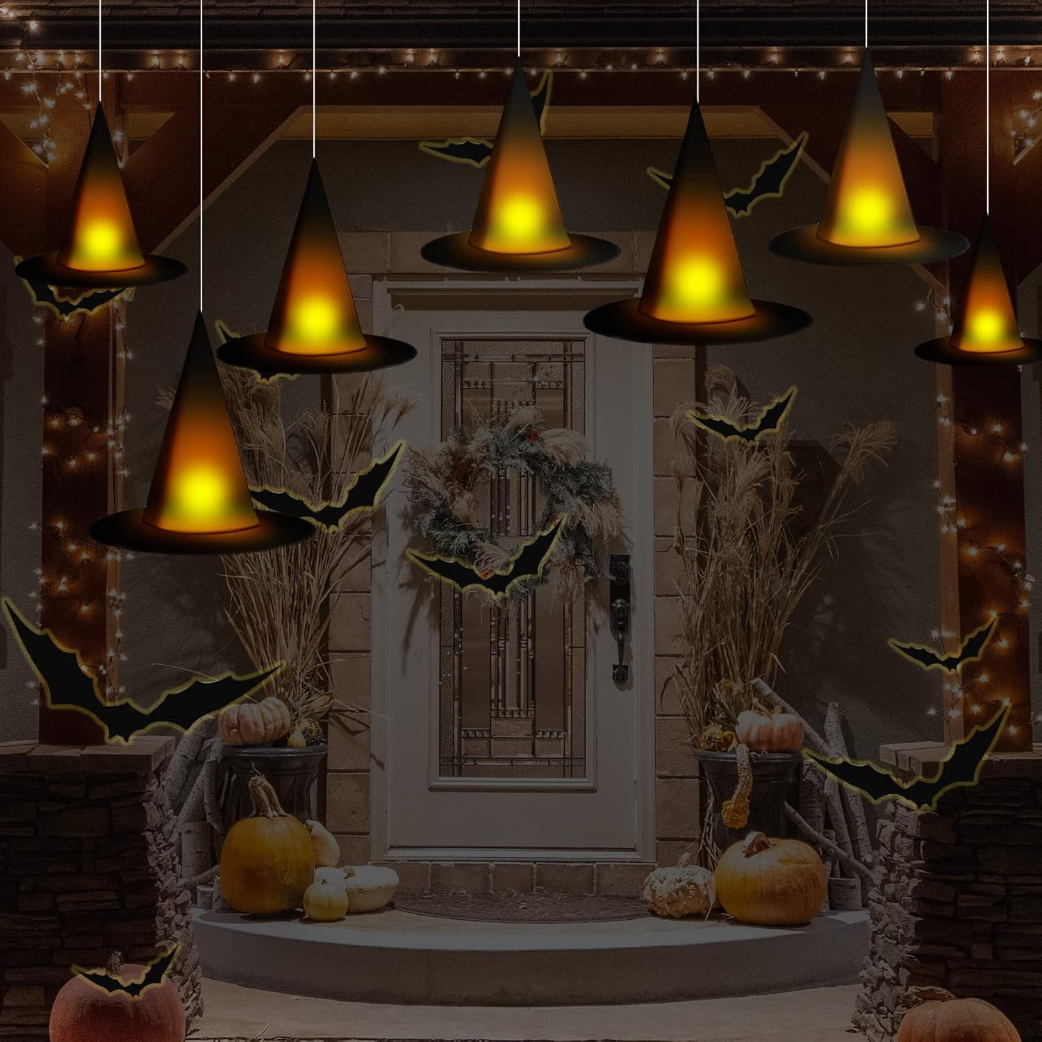 Halloween Black Witch Hats DIY Floating Light up Witch Hats with Tea ...