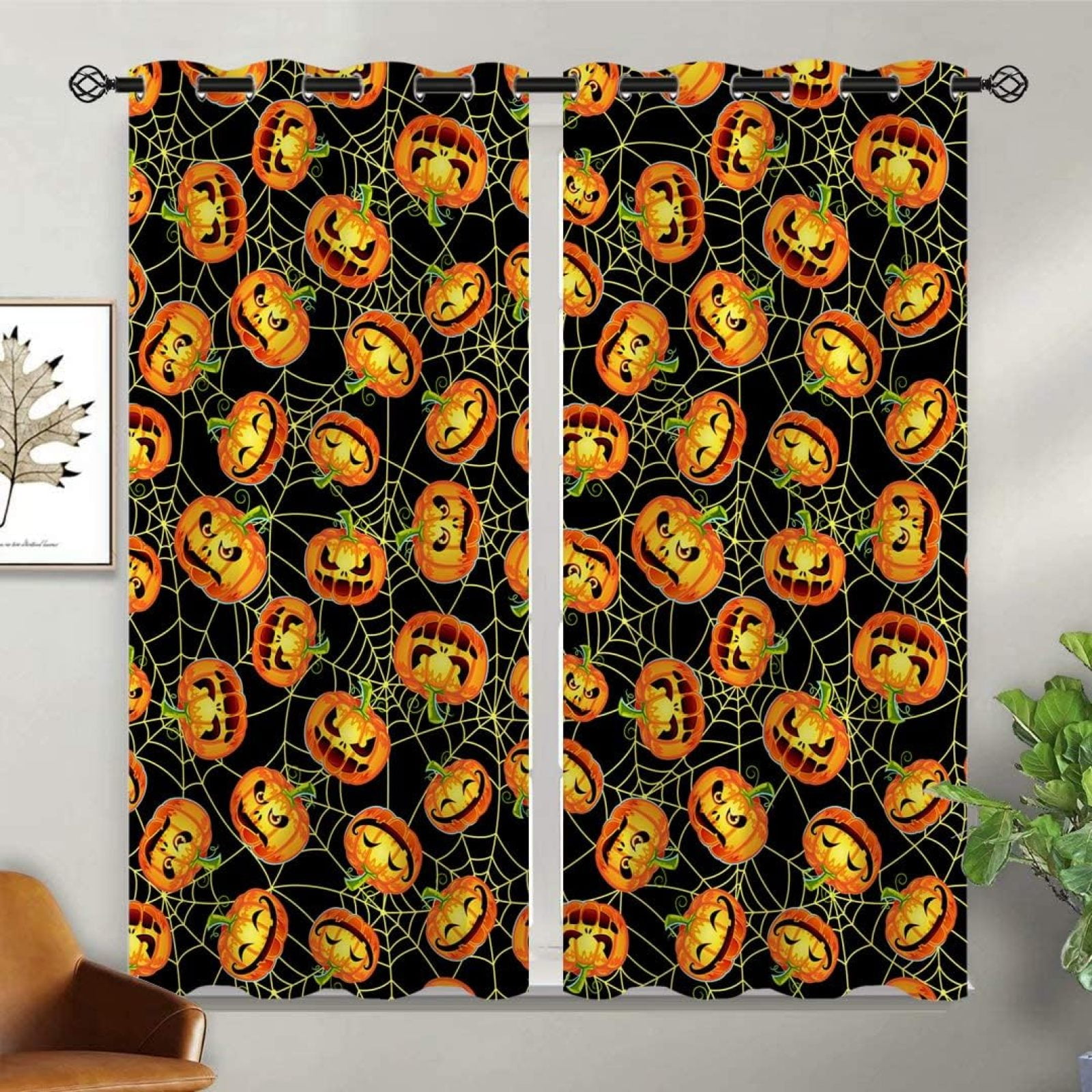 Halloween Blackout Curtains For Girls Boy Home Decor, Pumpkin Spider ...