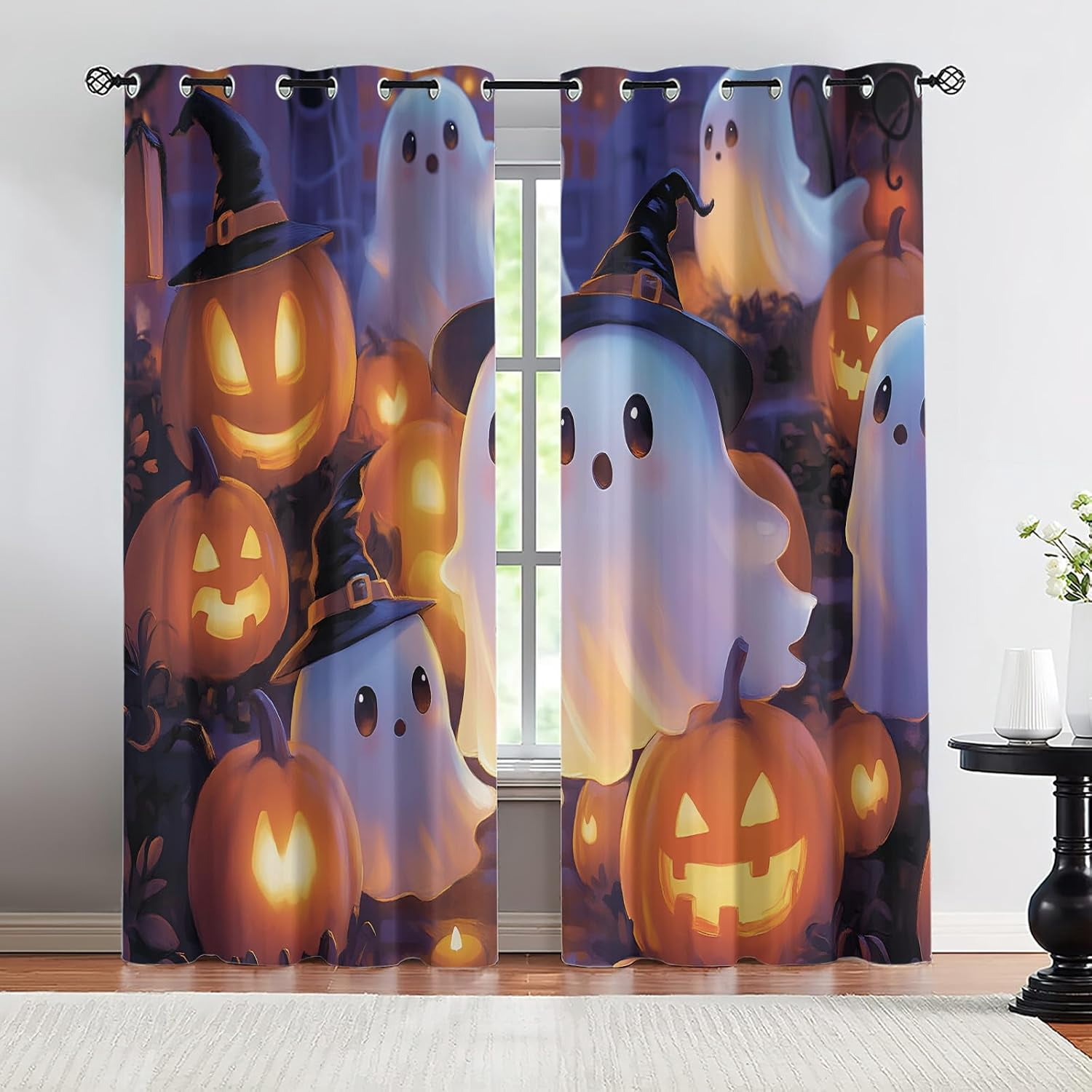 Halloween Blackout Curtains for Home Decor, Scary Pumpkin Curtains ...