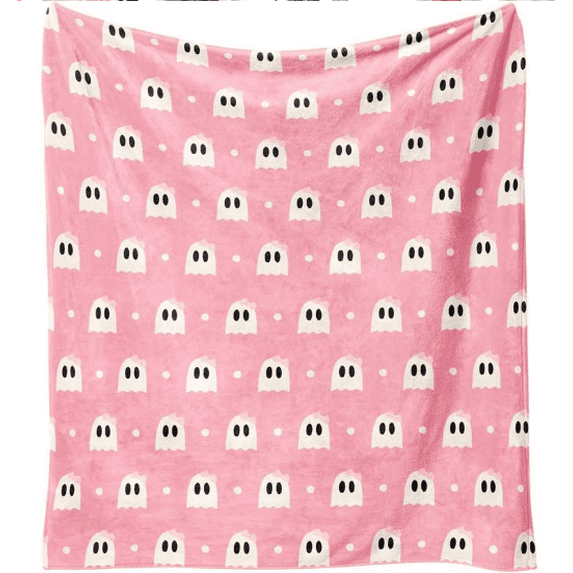 Halloween Blanket,Halloween Pink Polka Dots Spooky Ghost Fleece ...