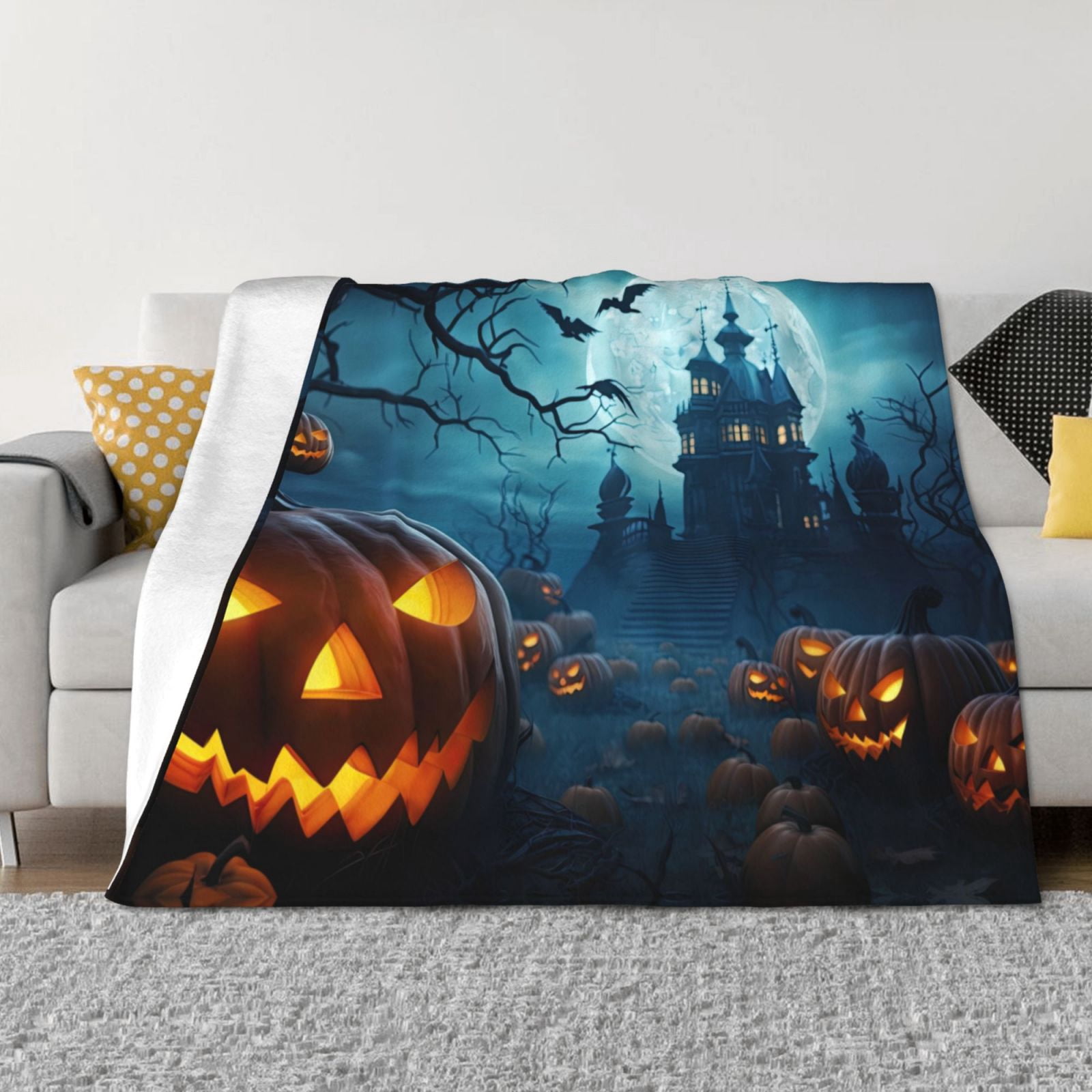 Halloween Blanket, Halloween Haunted House Fuzzy Comfy Warm Throw ...