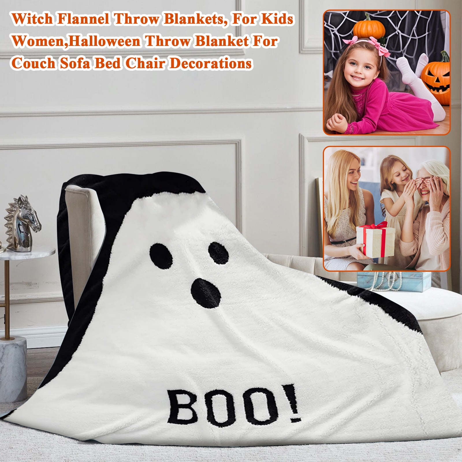 Halloween Blanket Pink Cute Boo Halloween Blanket 100*130 Halloween ...