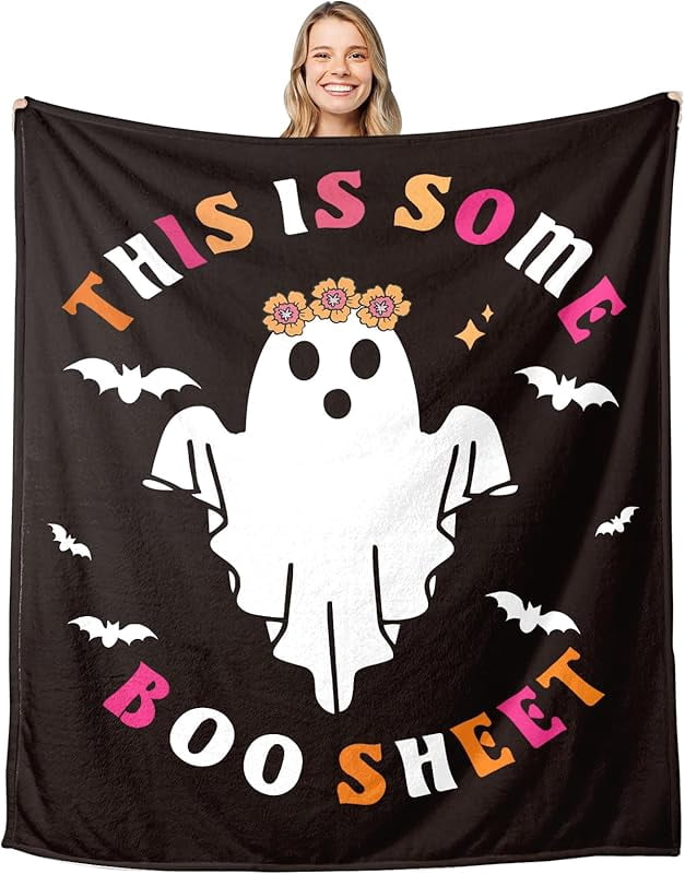 Halloween Blanket for Women Men, Boo Basket, Spooky Ghost Horror ...