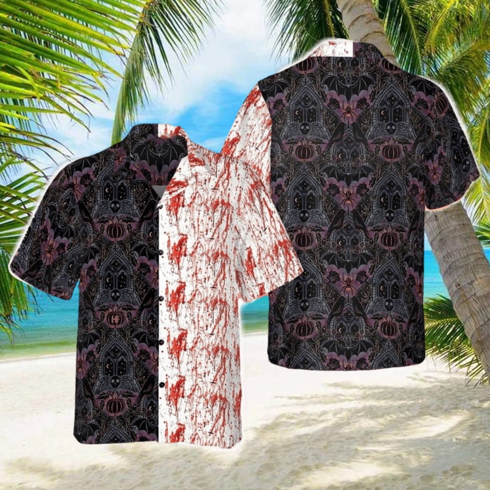 Halloween Blood Gothic Hawaiian Shirt Horror Button Up Shirt Halloween ...