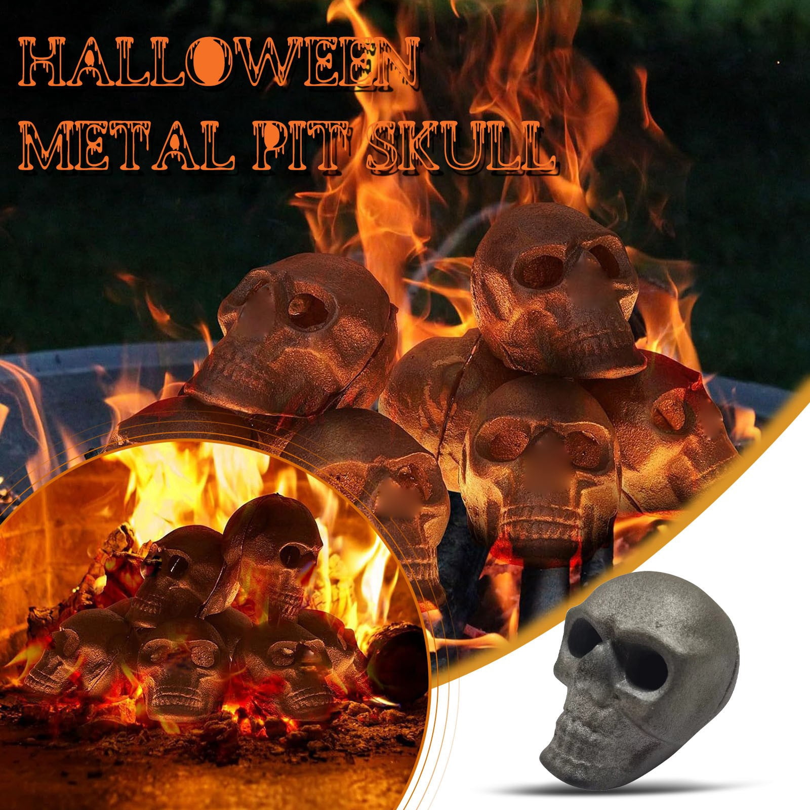 Imitated Human Skull Gas Log for Indoor or Outdoor Fireplaces, Made of ...